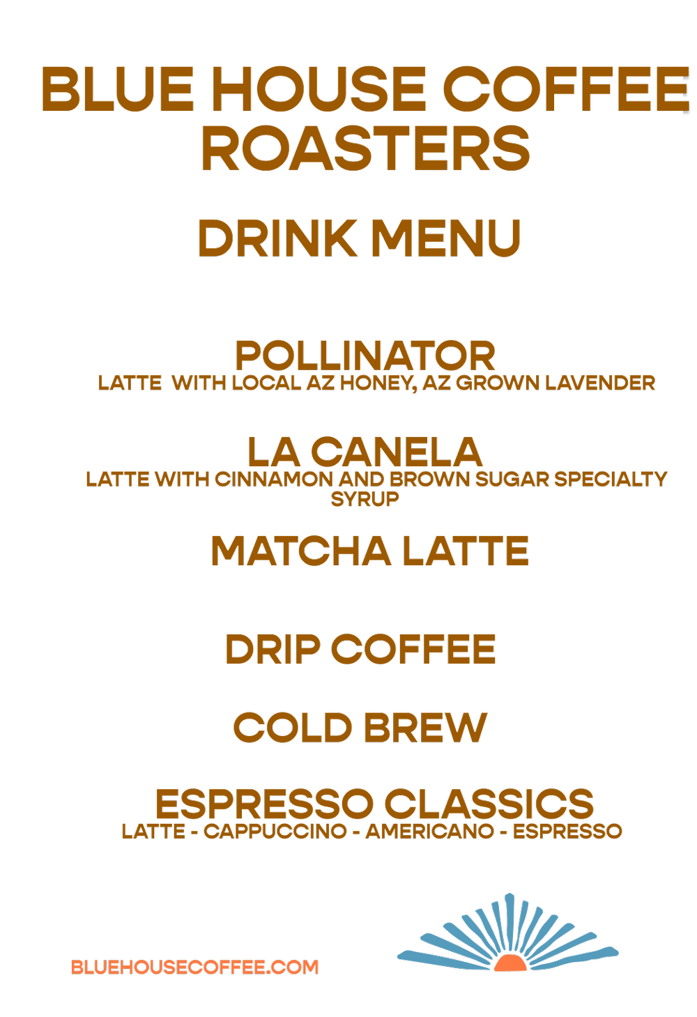 Menu 1 — Blue House Coffee