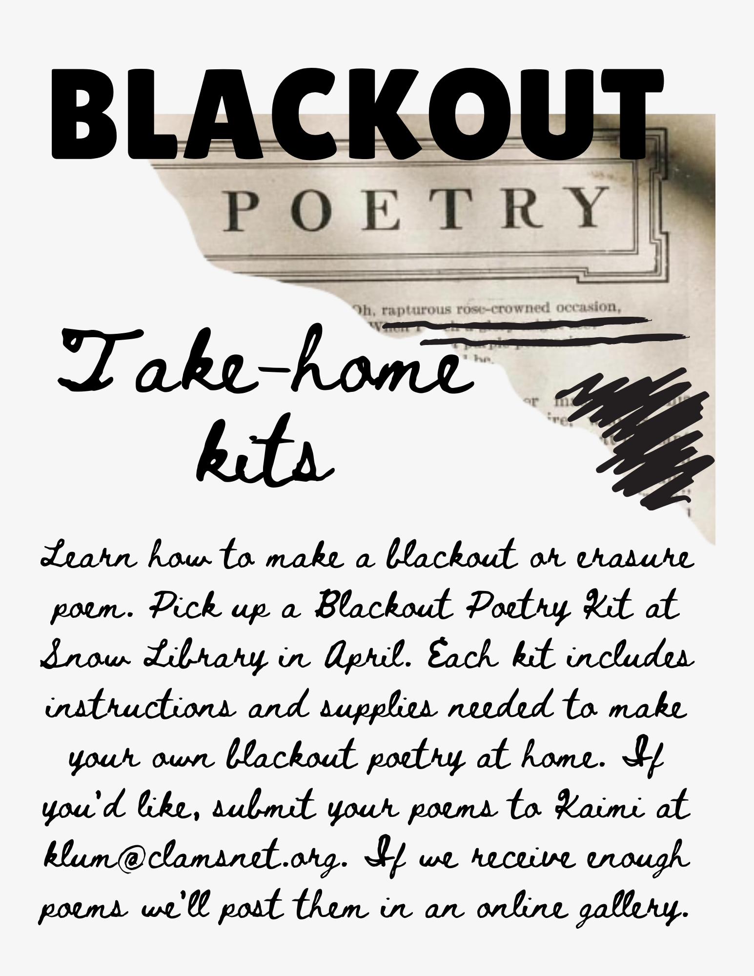 Blackout Poetry Take-Home Kits — Snow Library