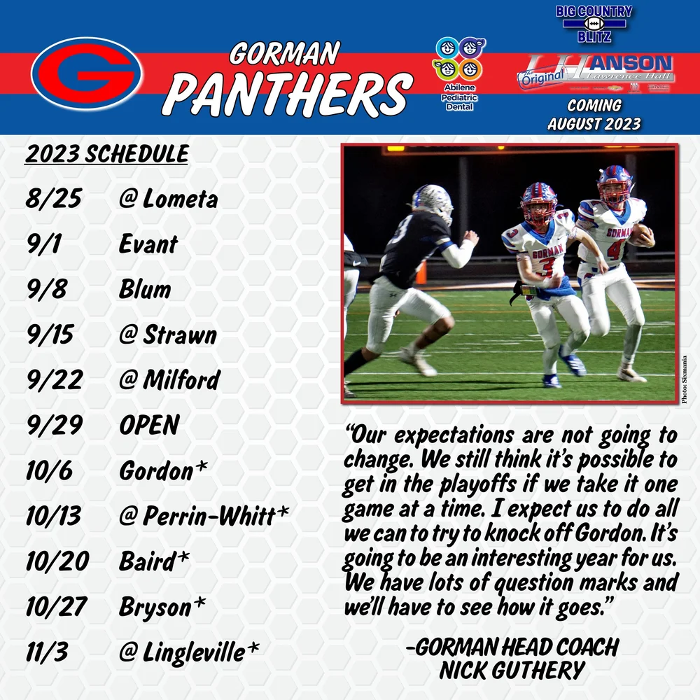 Gorman Panthers — Big Country Blitz