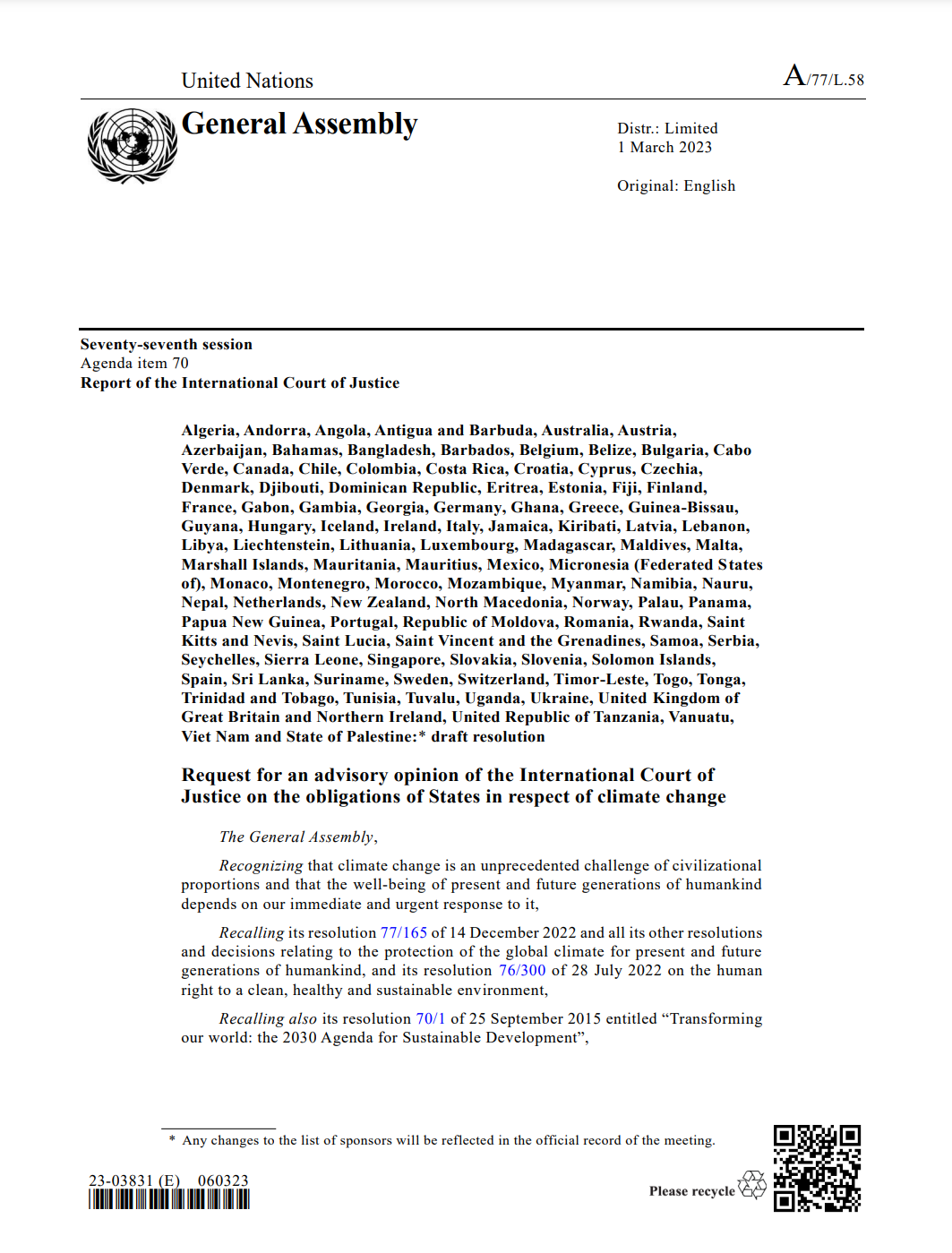 The ICJ Advisory Opinion — World's Youth for Climate Justice