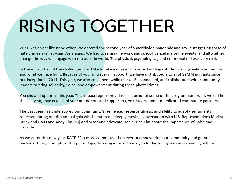 OUR IMPACT — KACF-SF - Korean American Community Foundation of San ...