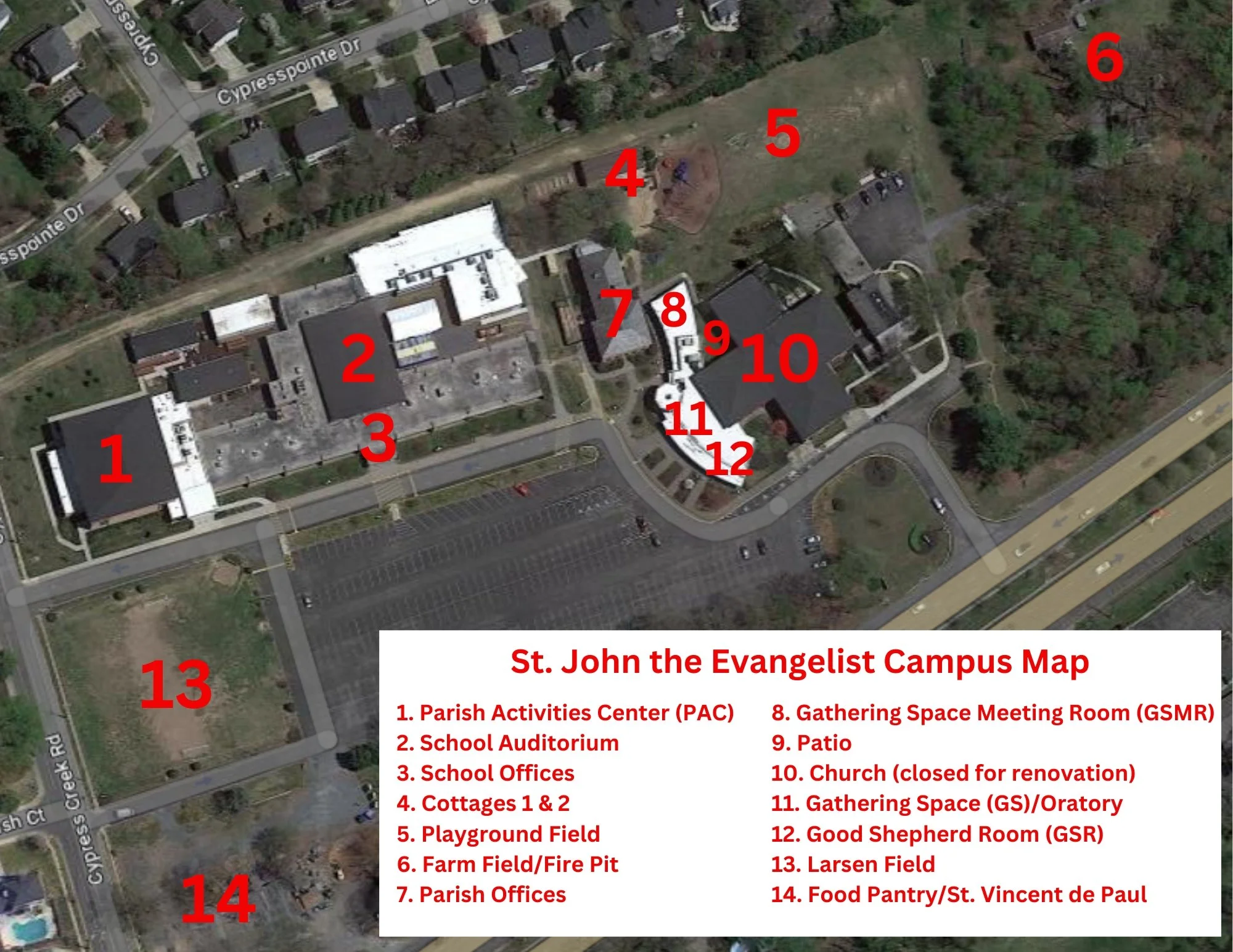 Campus Map — St. John the Evangelist