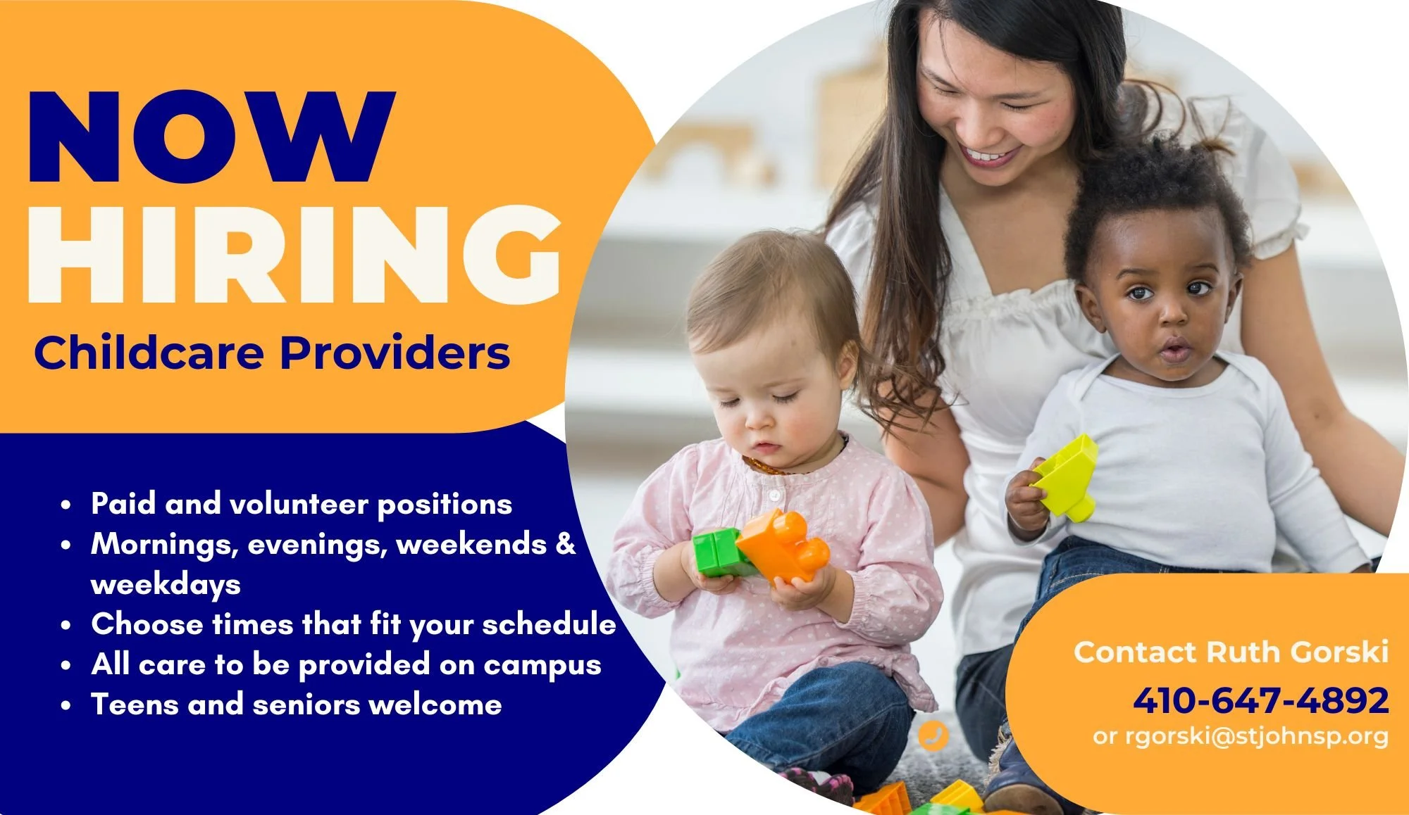 Now Hiring Childcare Providers — St. John the Evangelist