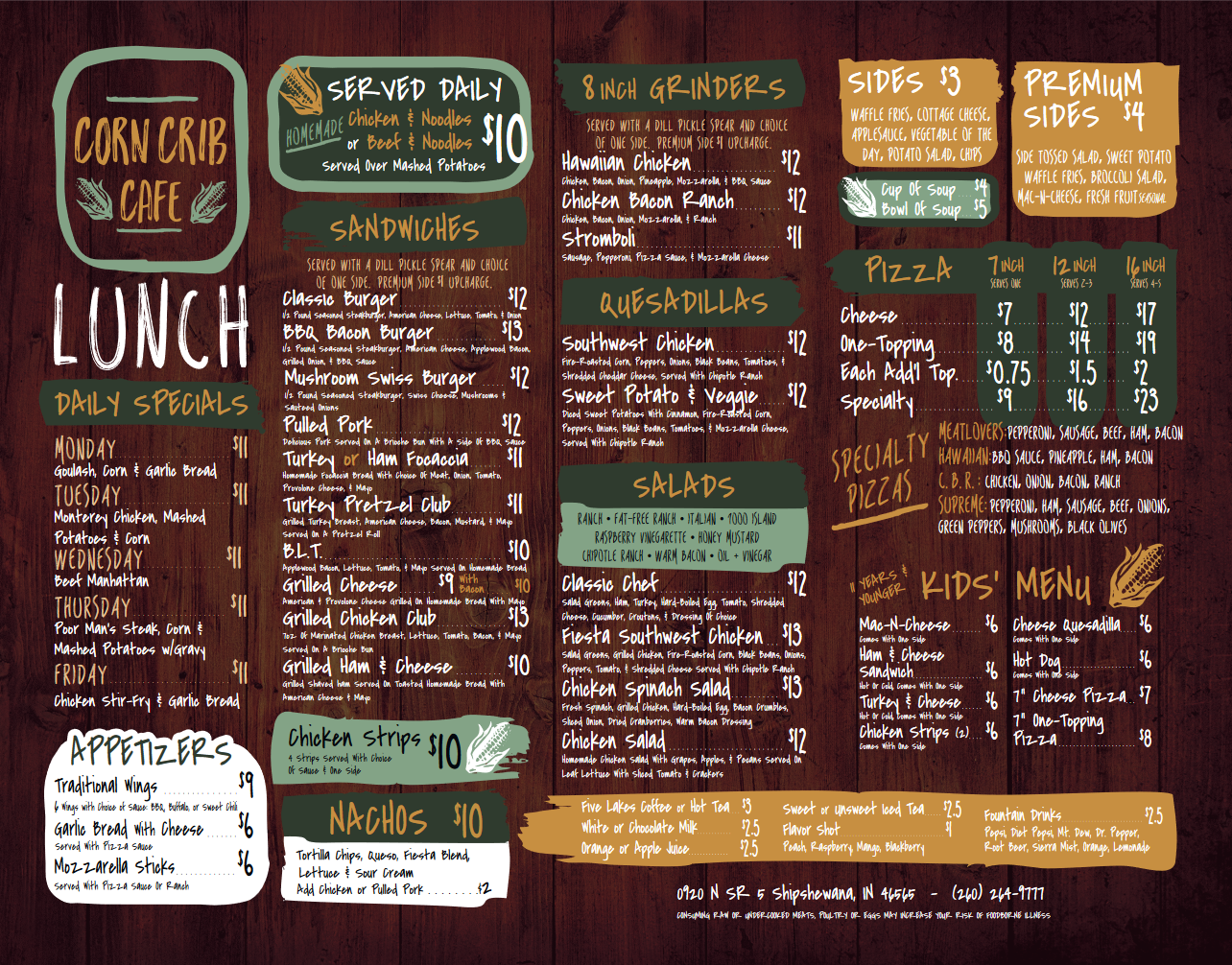 Menu — Corn Crib Cafe