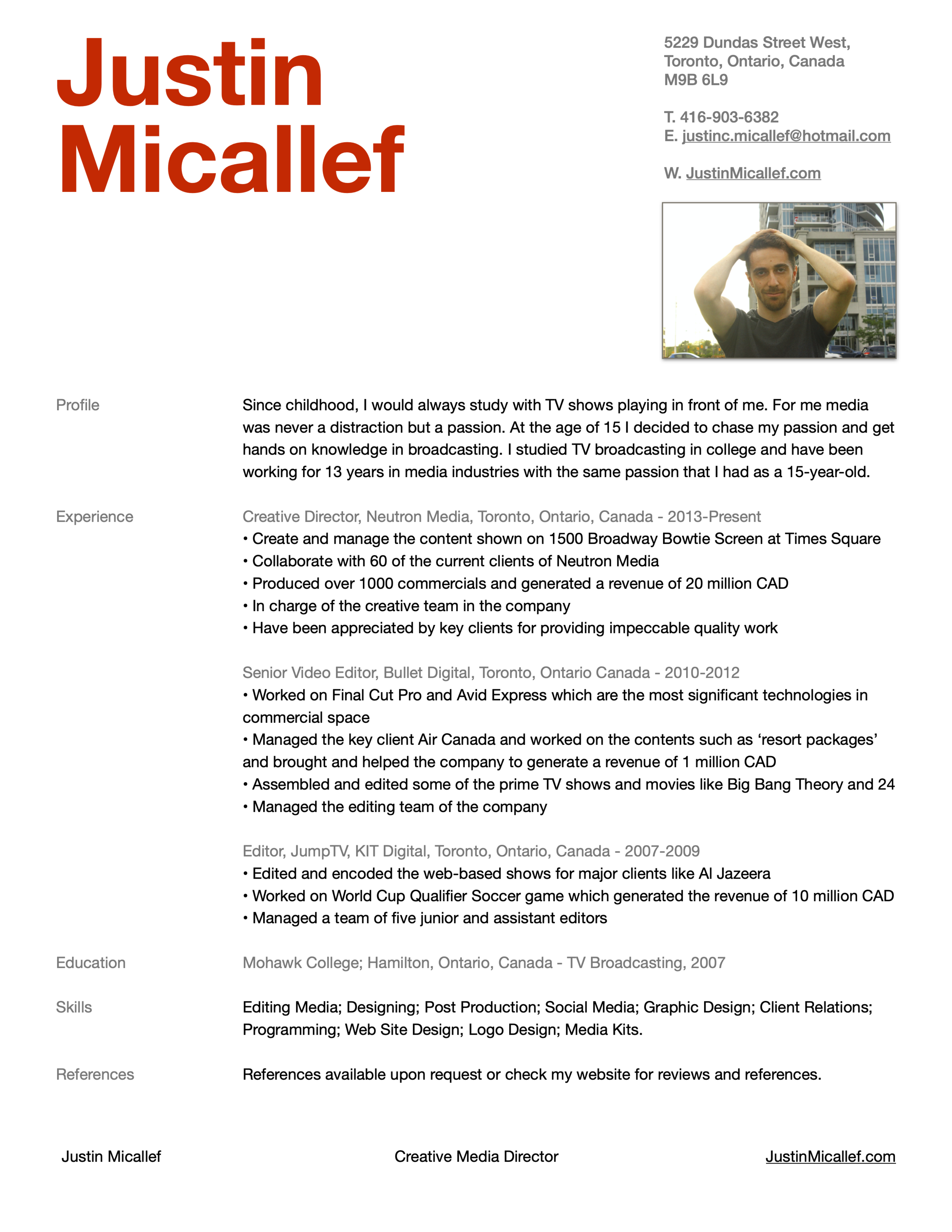 Resume — Justin Micallef