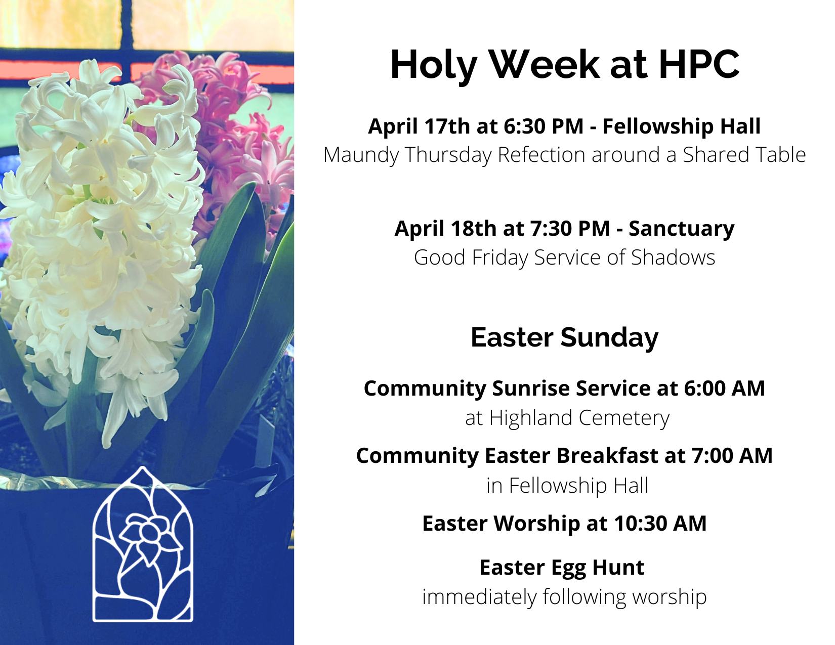 Holy Week Schedule — Hopewell Presbyterian