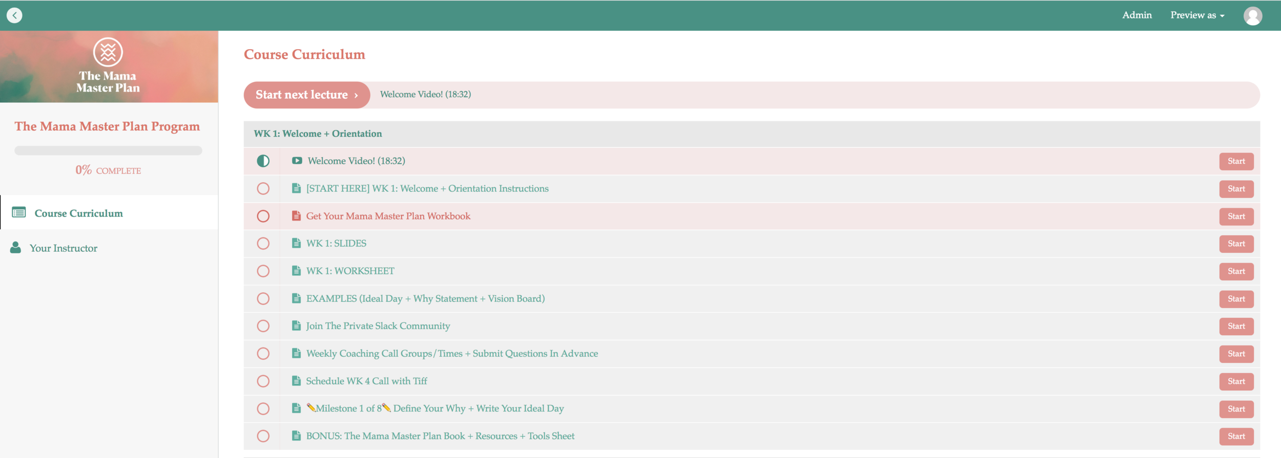 The Mama Master Plan Program