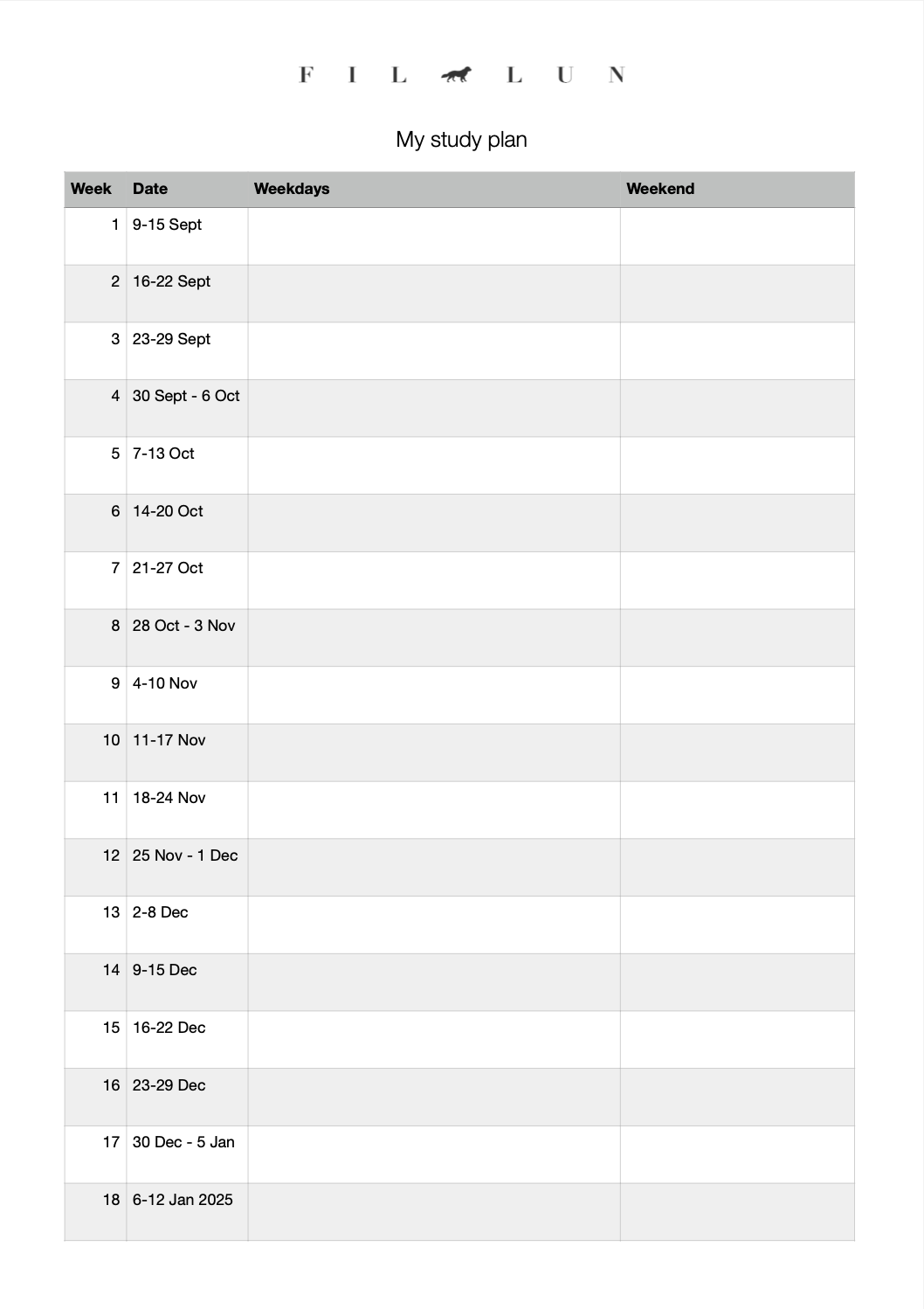 A possible 6-month study plan for EQE 2025/2026 — Fillun