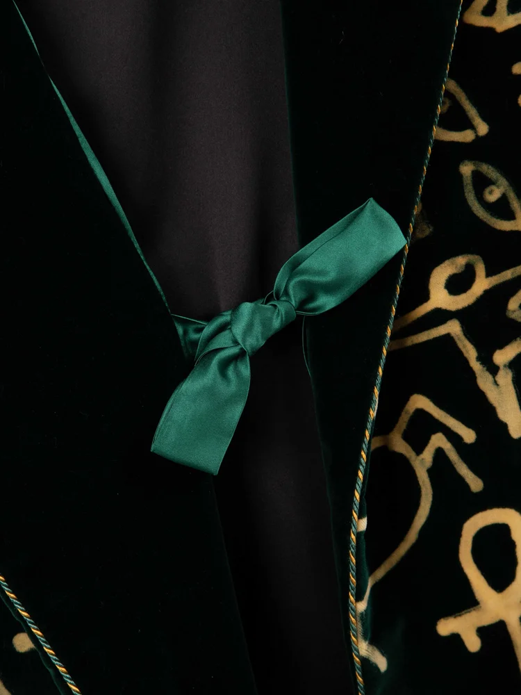 Louis Slater x Young Hanson Hand Drawn Pure Cotton Velvet Smoking ...