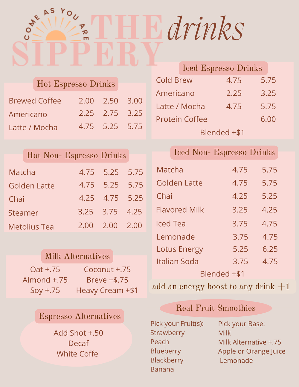 Menu — The Sippery