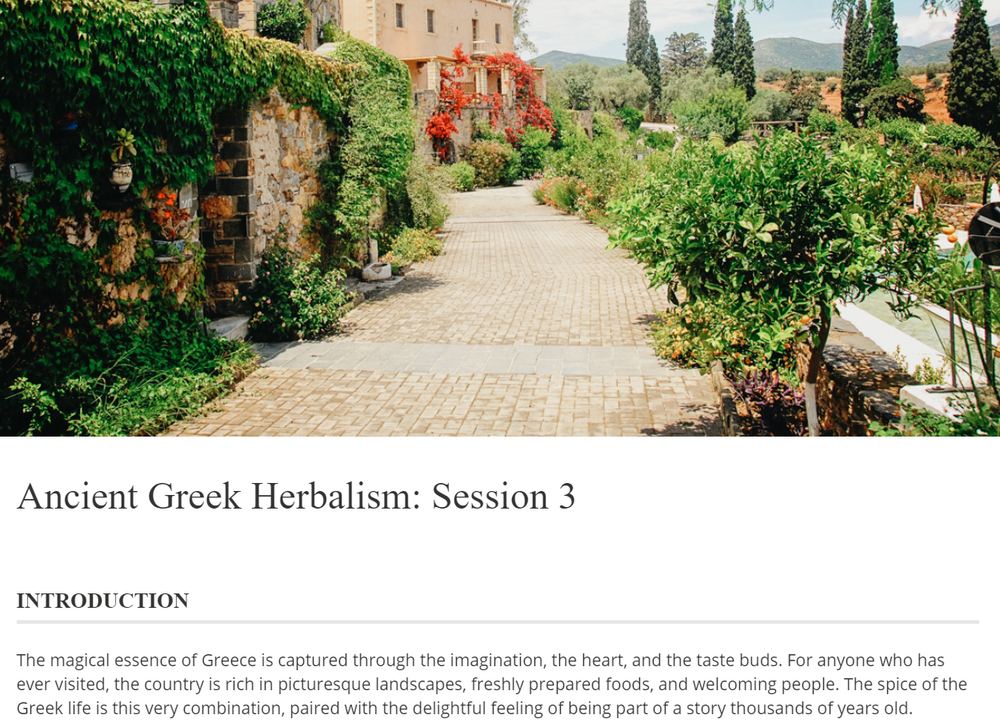 Ancient Greek Herbal Medicine Intensive — The Greek Herbalist