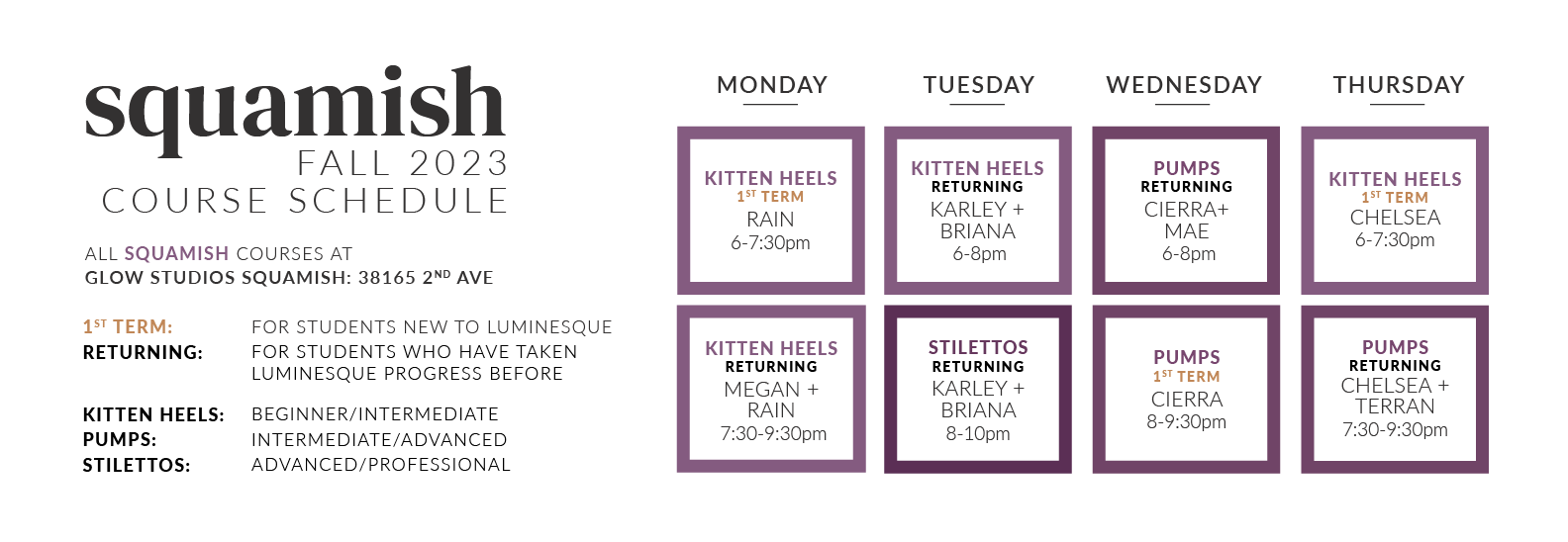 Schedule — Luminesque Dance