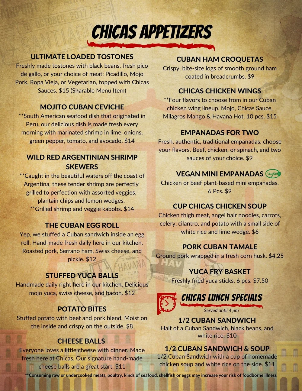 Our Menu — CHICAS CUBAN CAFE