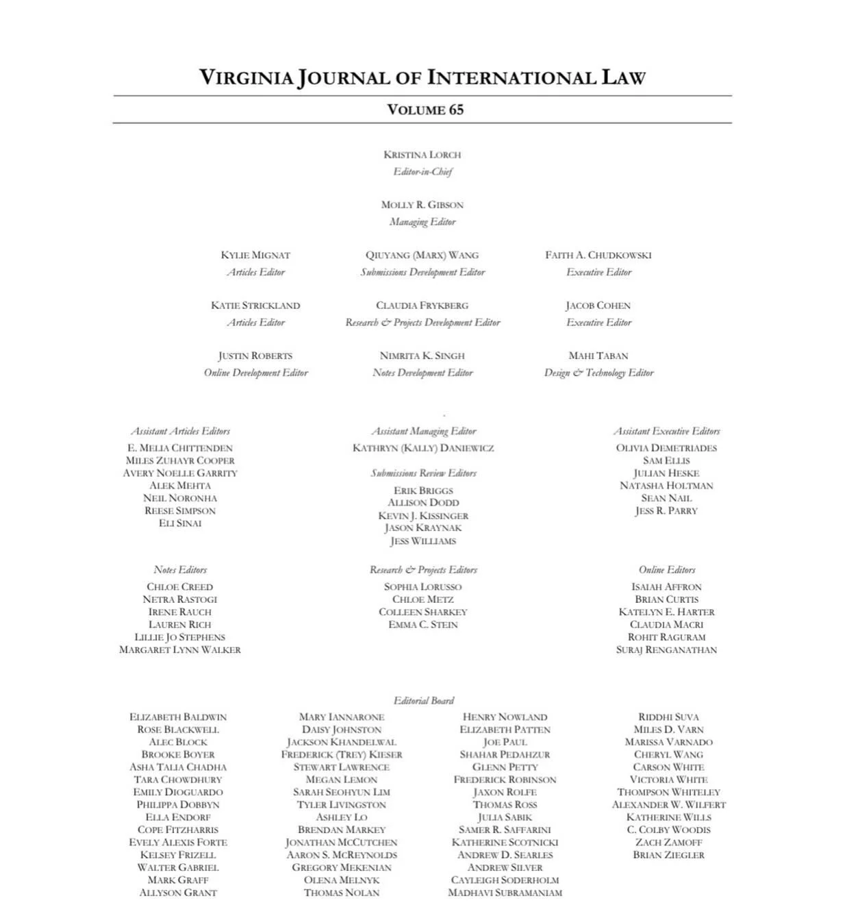 Virginia Journal of International Law
