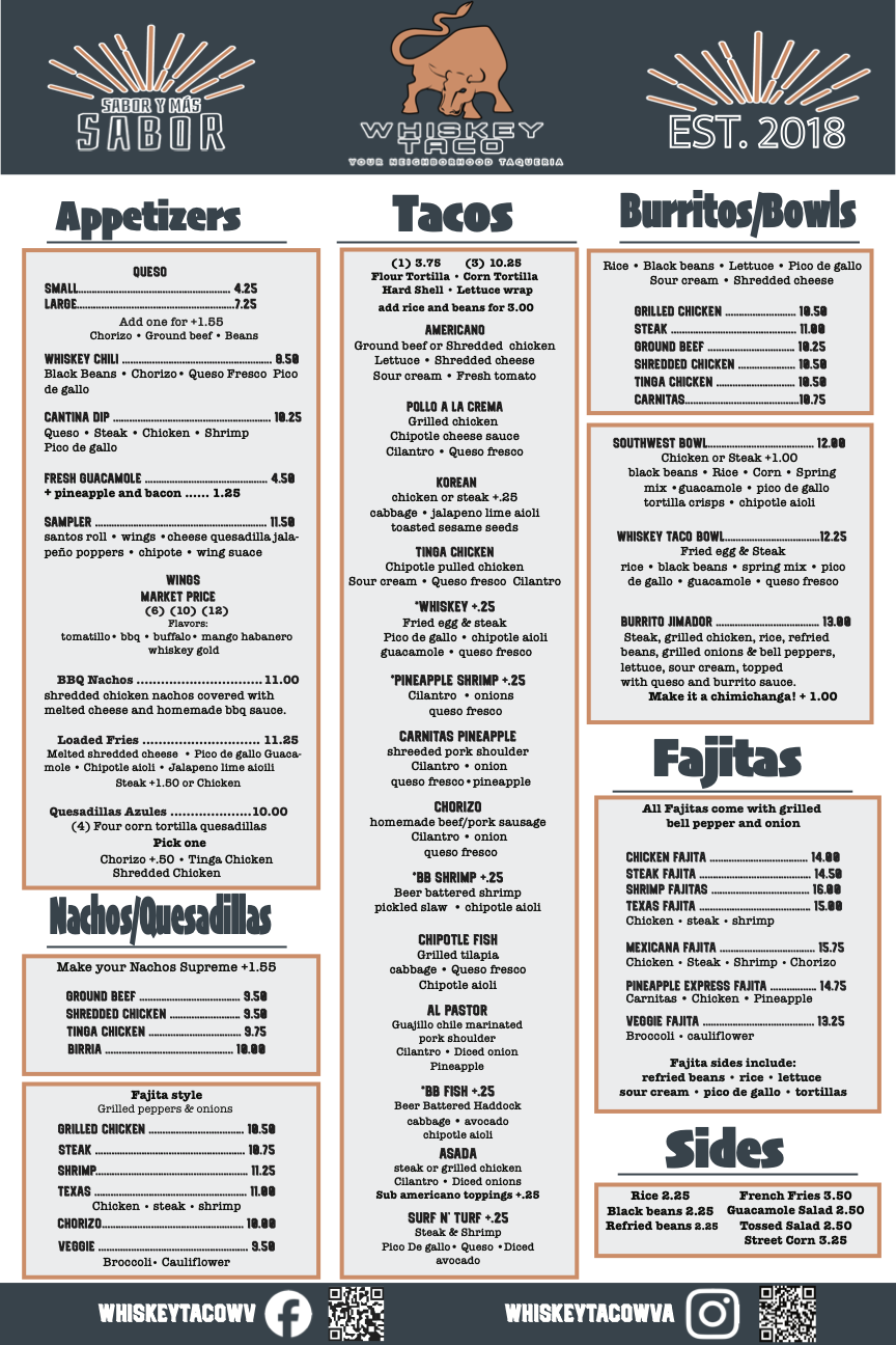 Menu — Whiskey Taco