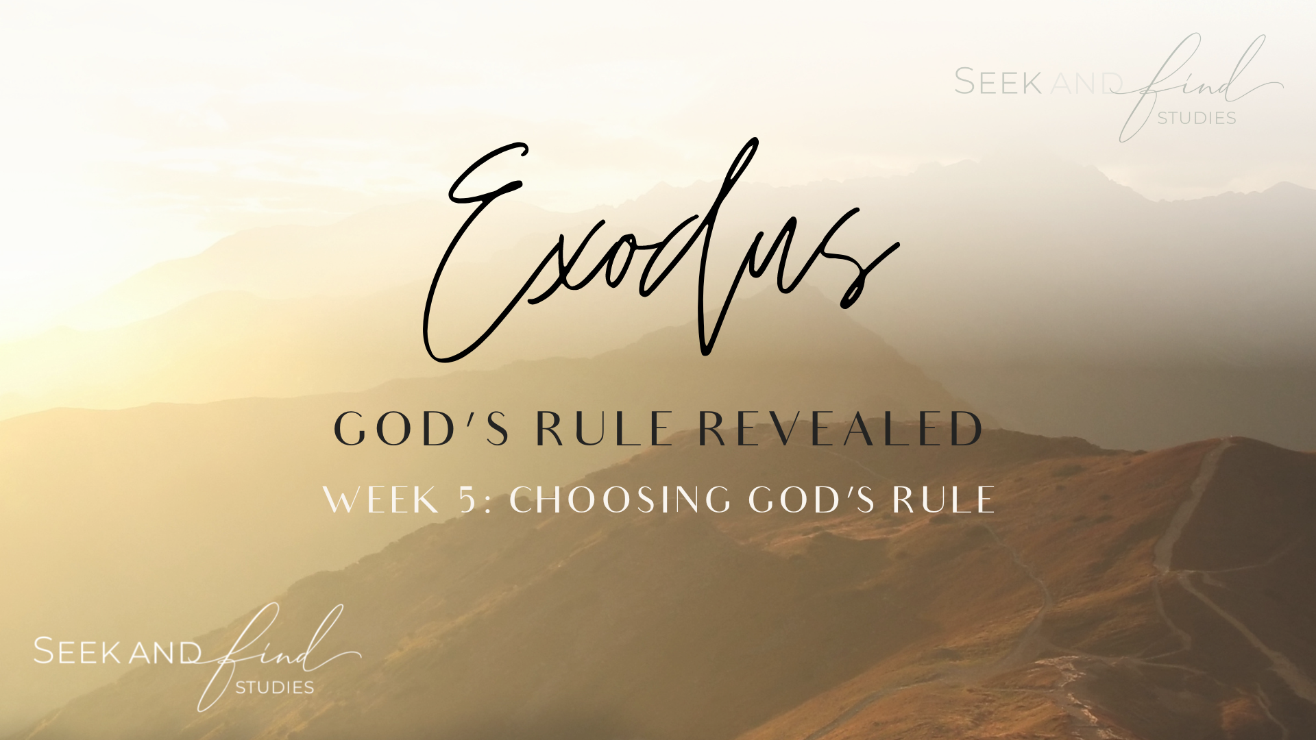 Exodus: God's Rule Revealed Weekly Teachings — Seek AND Find