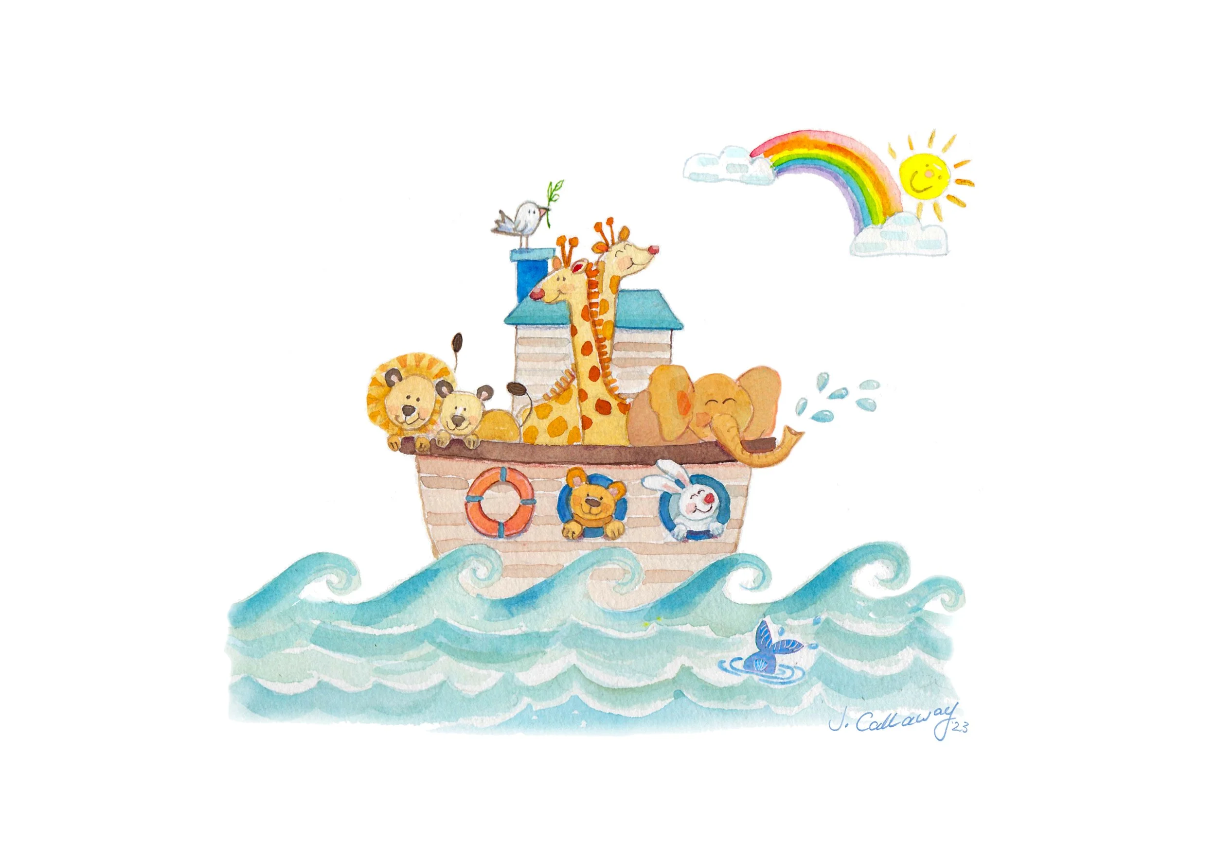 Noah's Ark Watercolor Clipart
