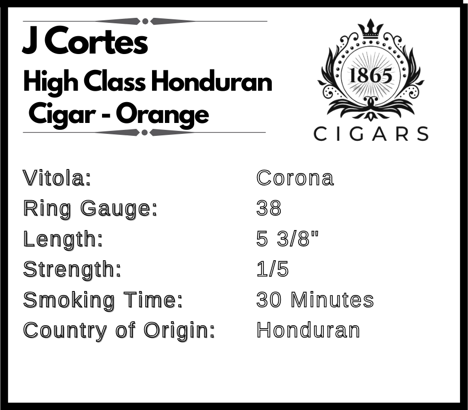 J Cortes High Class Honduran Cigar - Orange — C Booth & Son