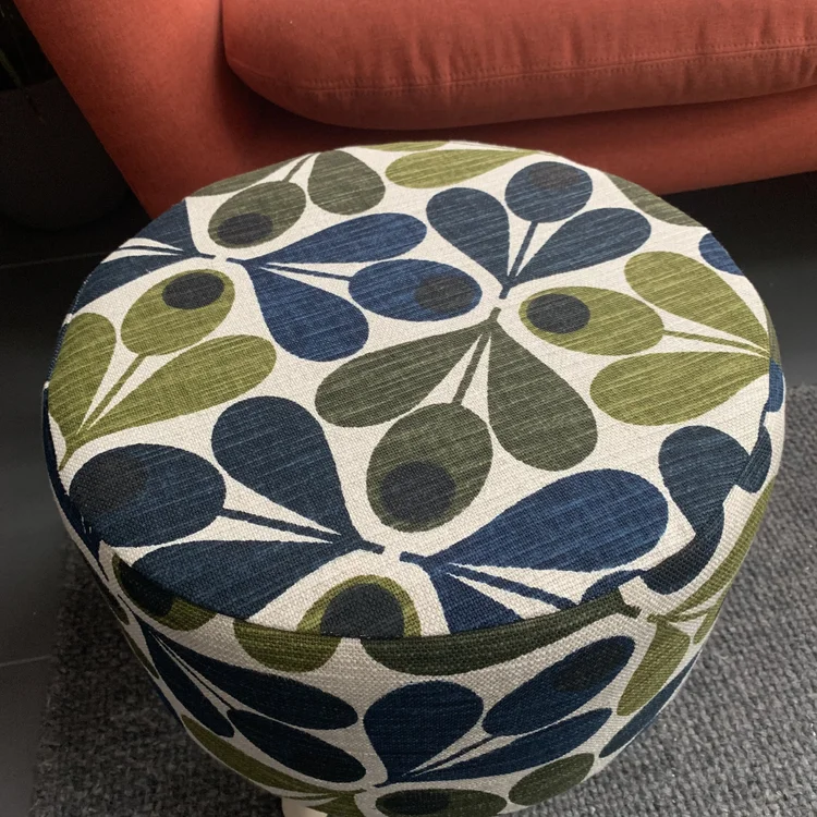 Extra Large Square Stool hand covered in Orla Kiely Stem Fabric ...