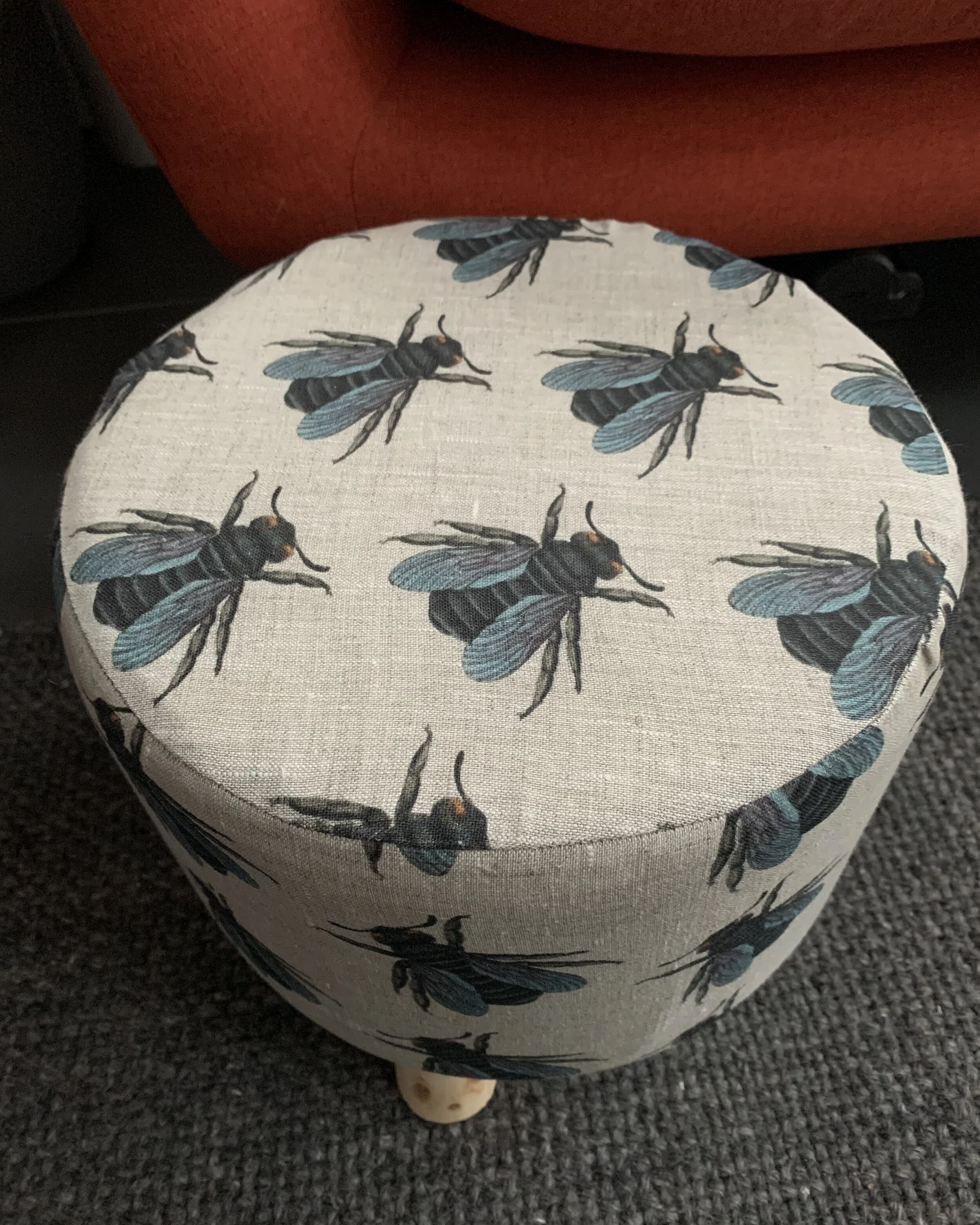 Extra Large Square Stool hand covered in Orla Kiely Stem Fabric ...