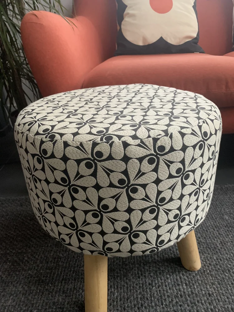Extra Large Square Stool hand covered in Orla Kiely Stem Fabric ...