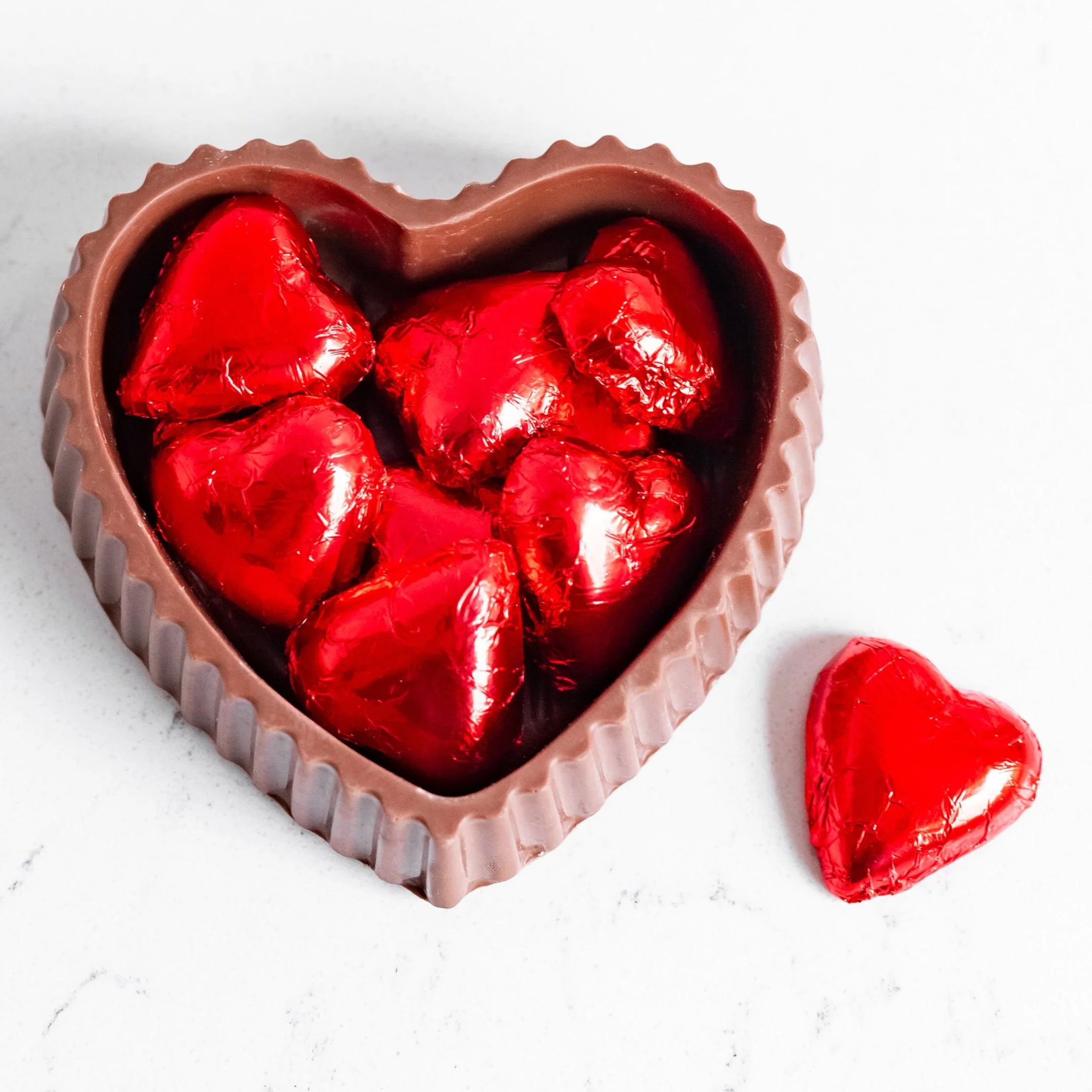 9oz Valentine’s Milk Chocolate Heart Box with Red Foiled Hearts ...