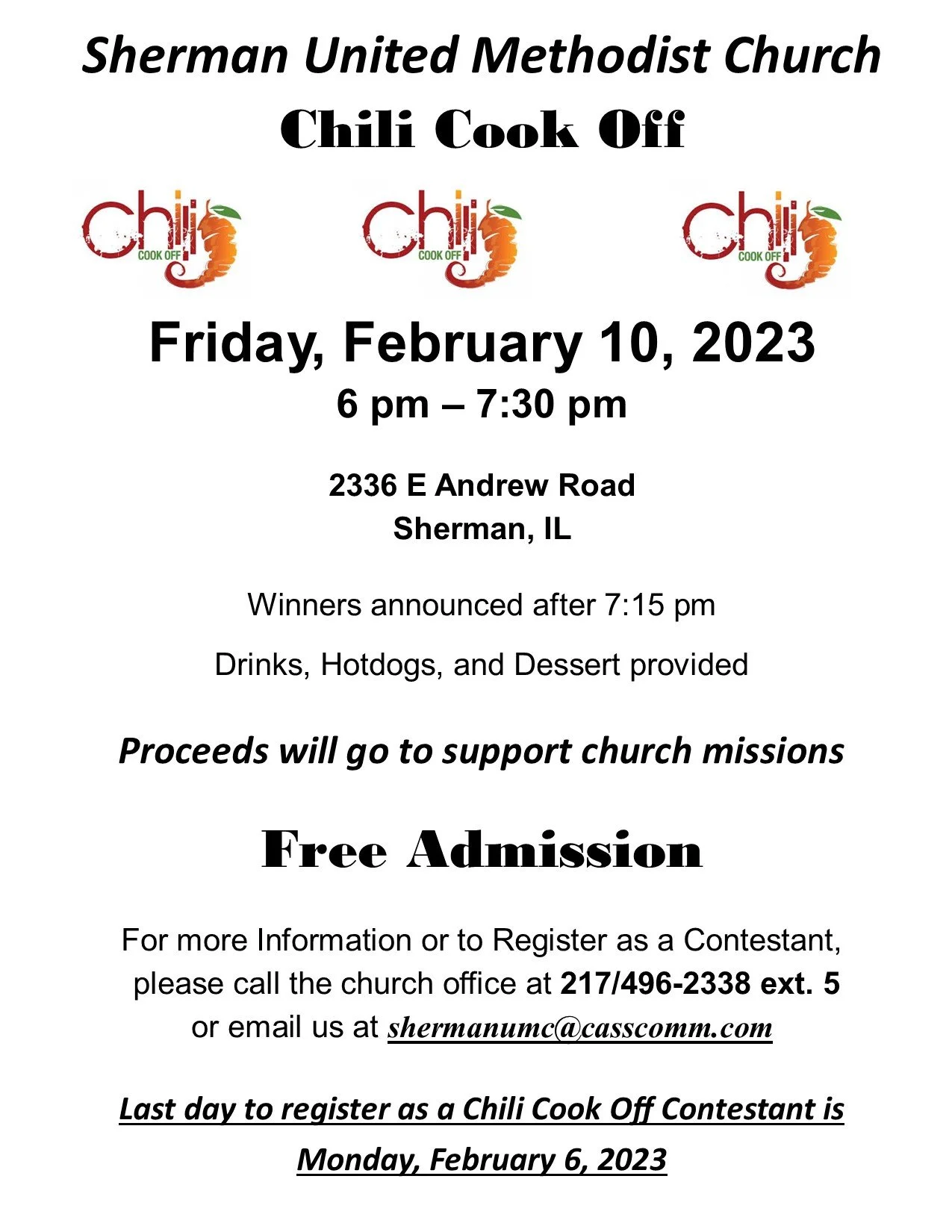Chili Cook Off — Sherman Methodist Church