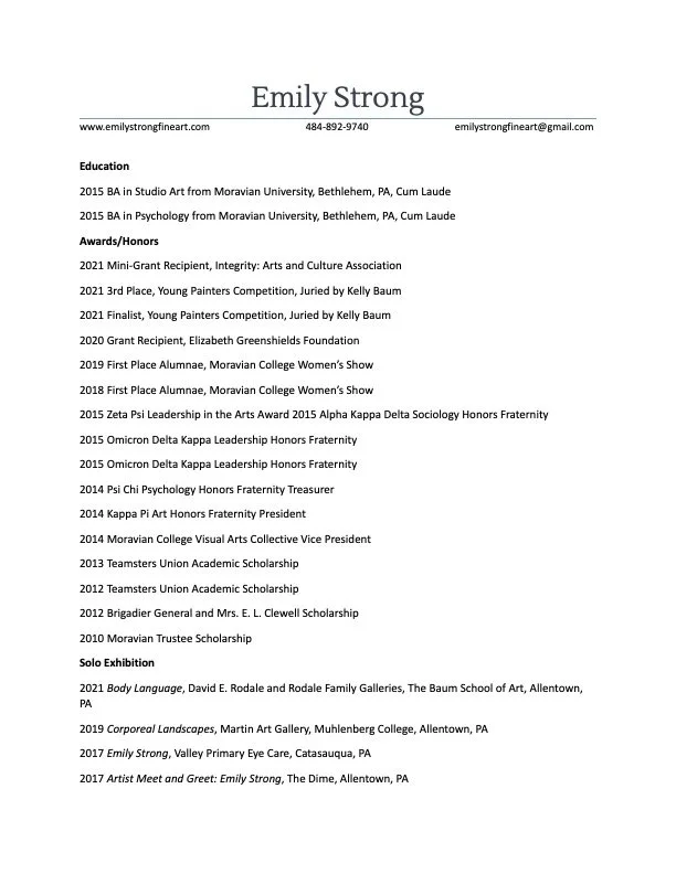 CV — Emily Strong Fine Art