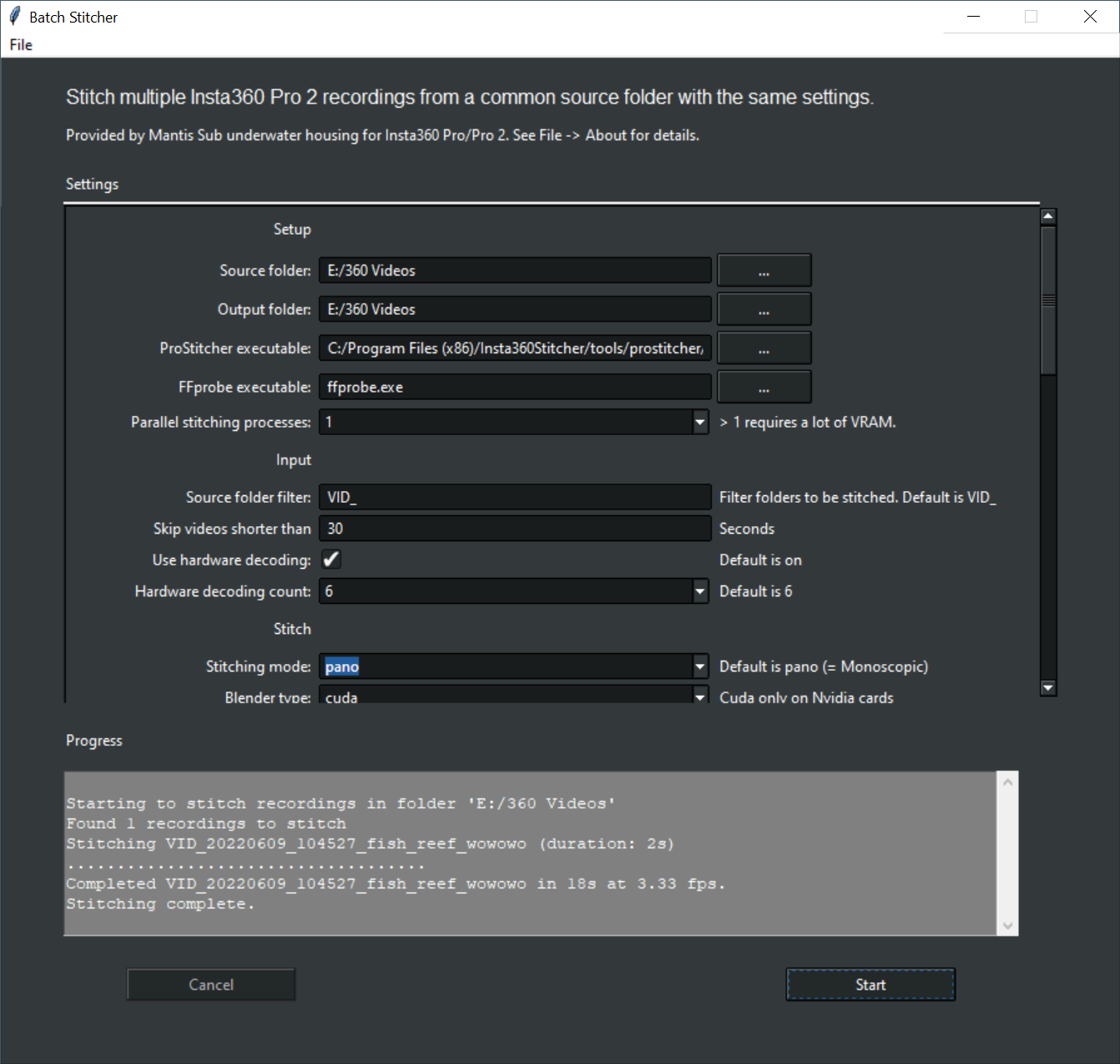How to stitch with Insta360 Stitcher — Mantis Sub underwater housings ...