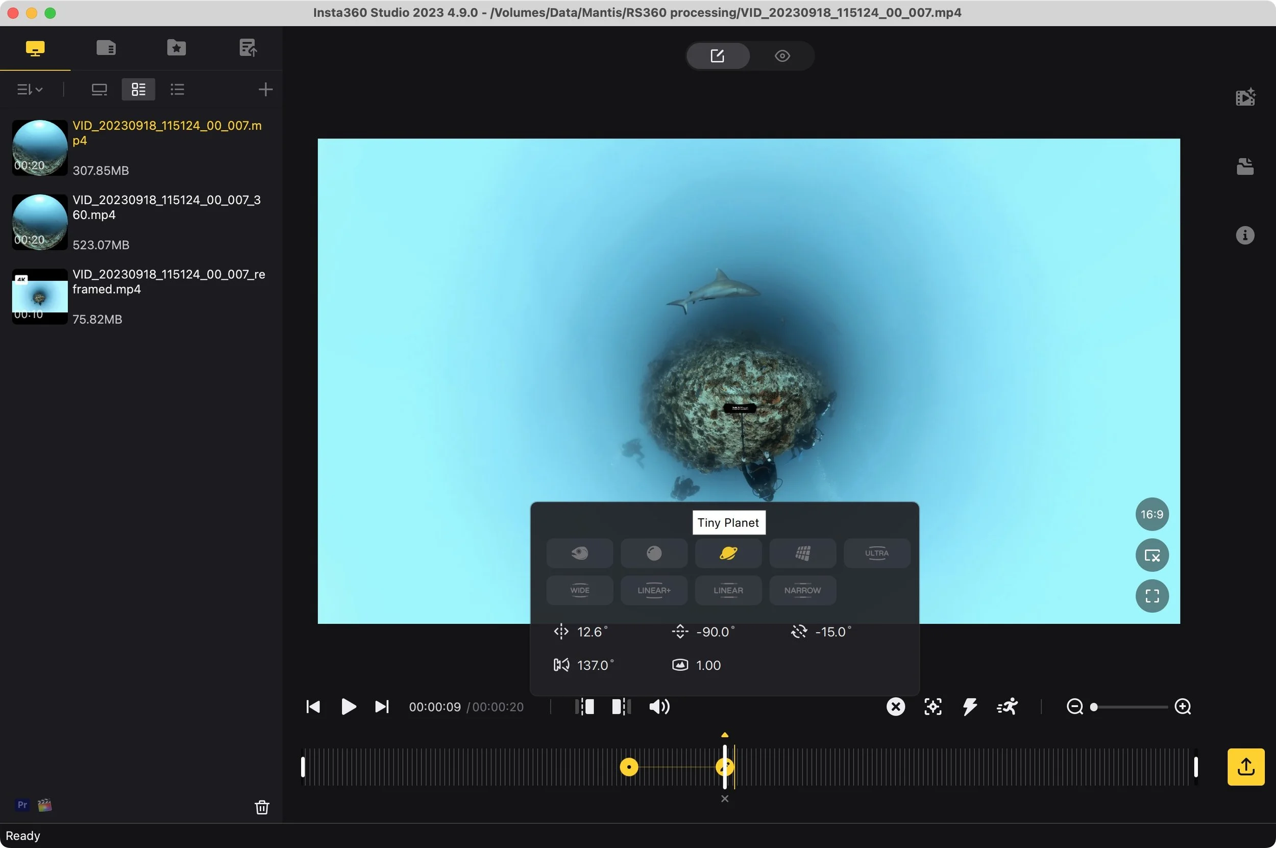 How to quickly reframe a 360 video with Insta360 Studio — Mantis Sub ...