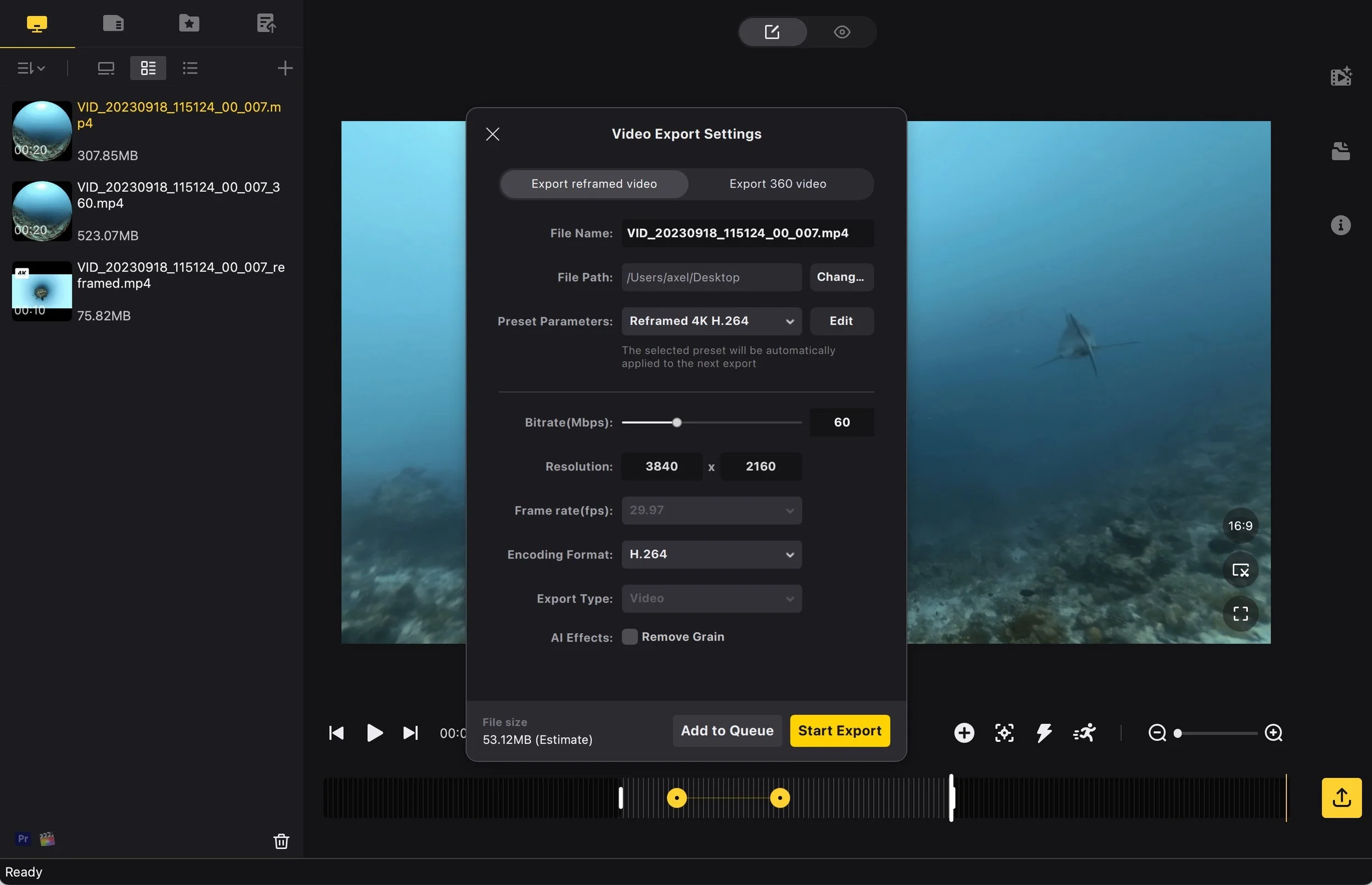 How to quickly reframe a 360 video with Insta360 Studio — Mantis Sub underwater housings for ...