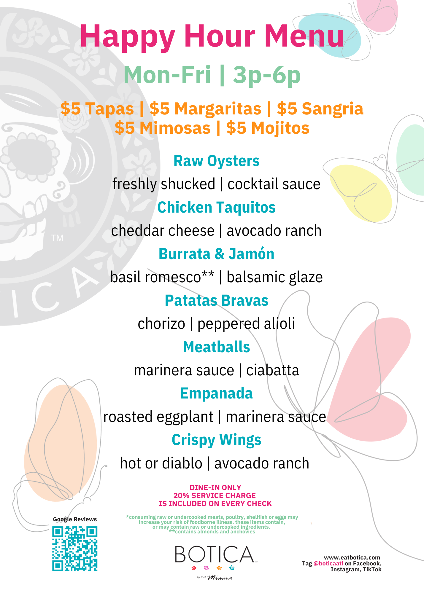 Happy Hour Menu — Botica