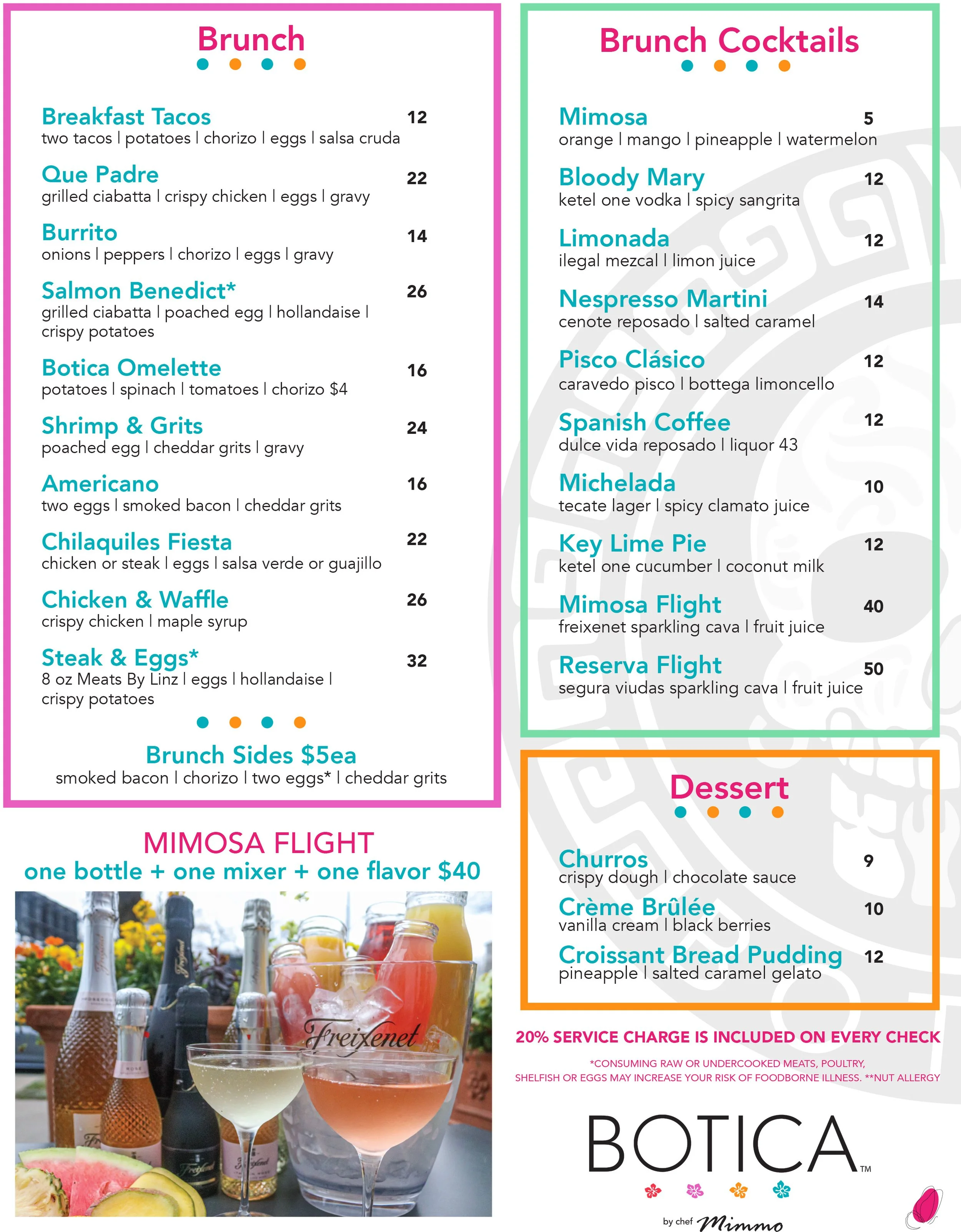 Botica Brunch Menu — Botica