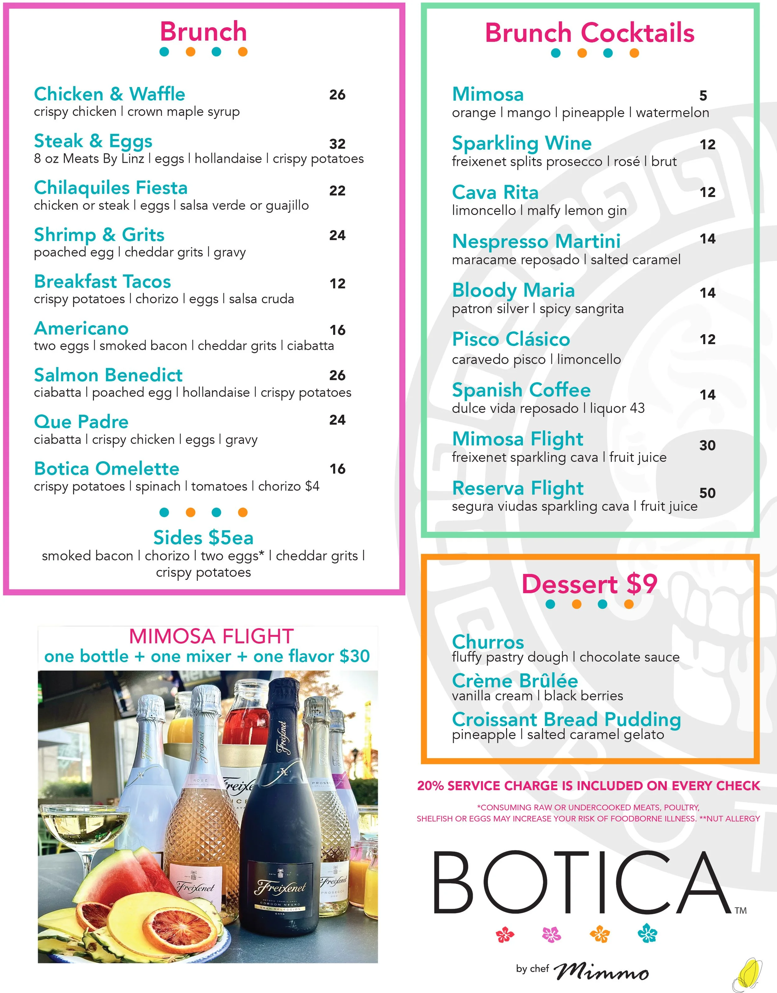 Botica Brunch Menu — Botica
