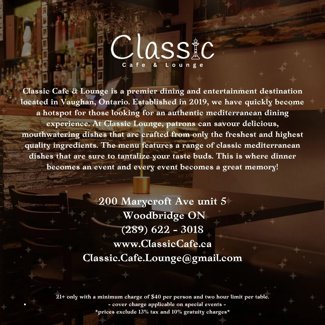 Authentic Mediterranean Menu at Classic Cafe & Lounge | Drinks, Shisha ...
