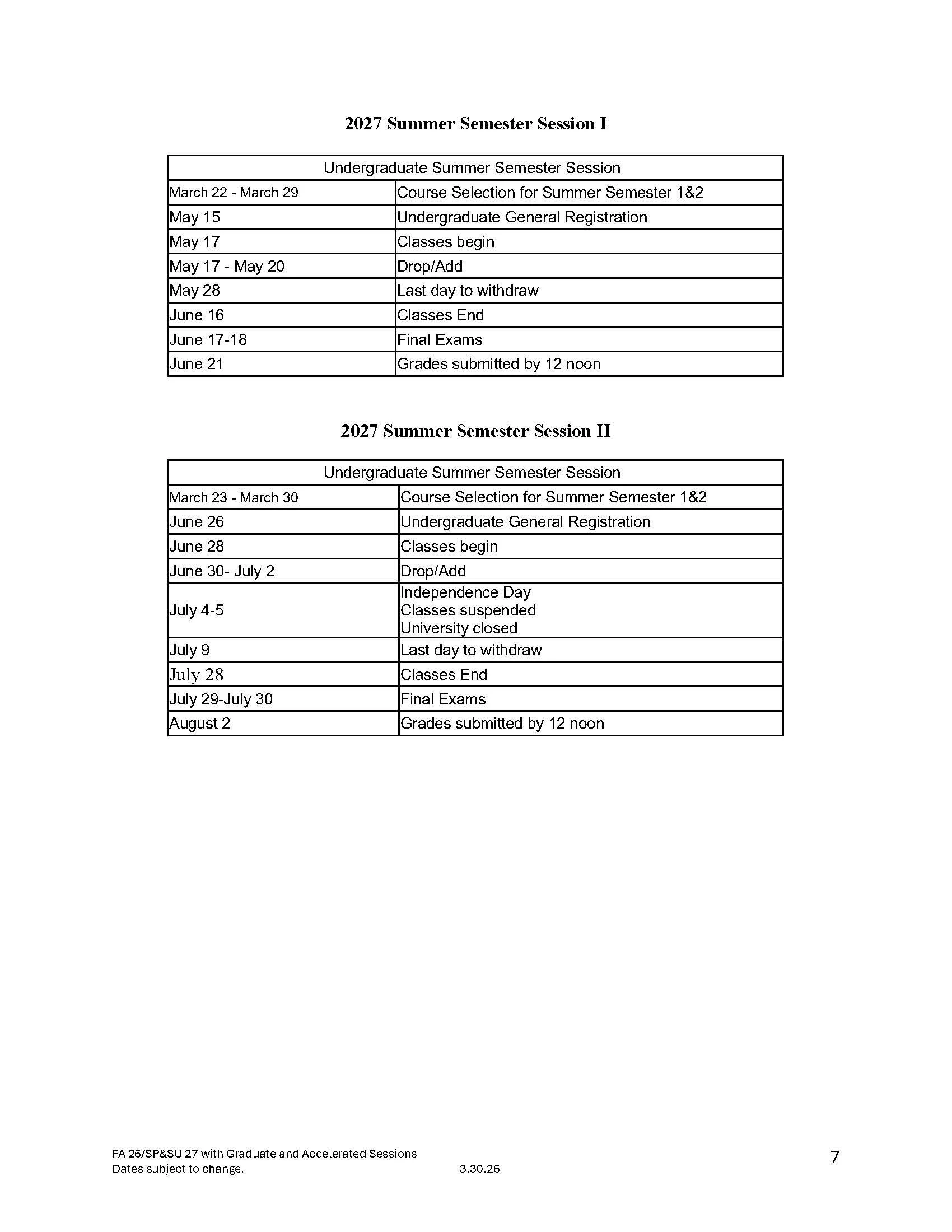 Academic Calendars — Allen University