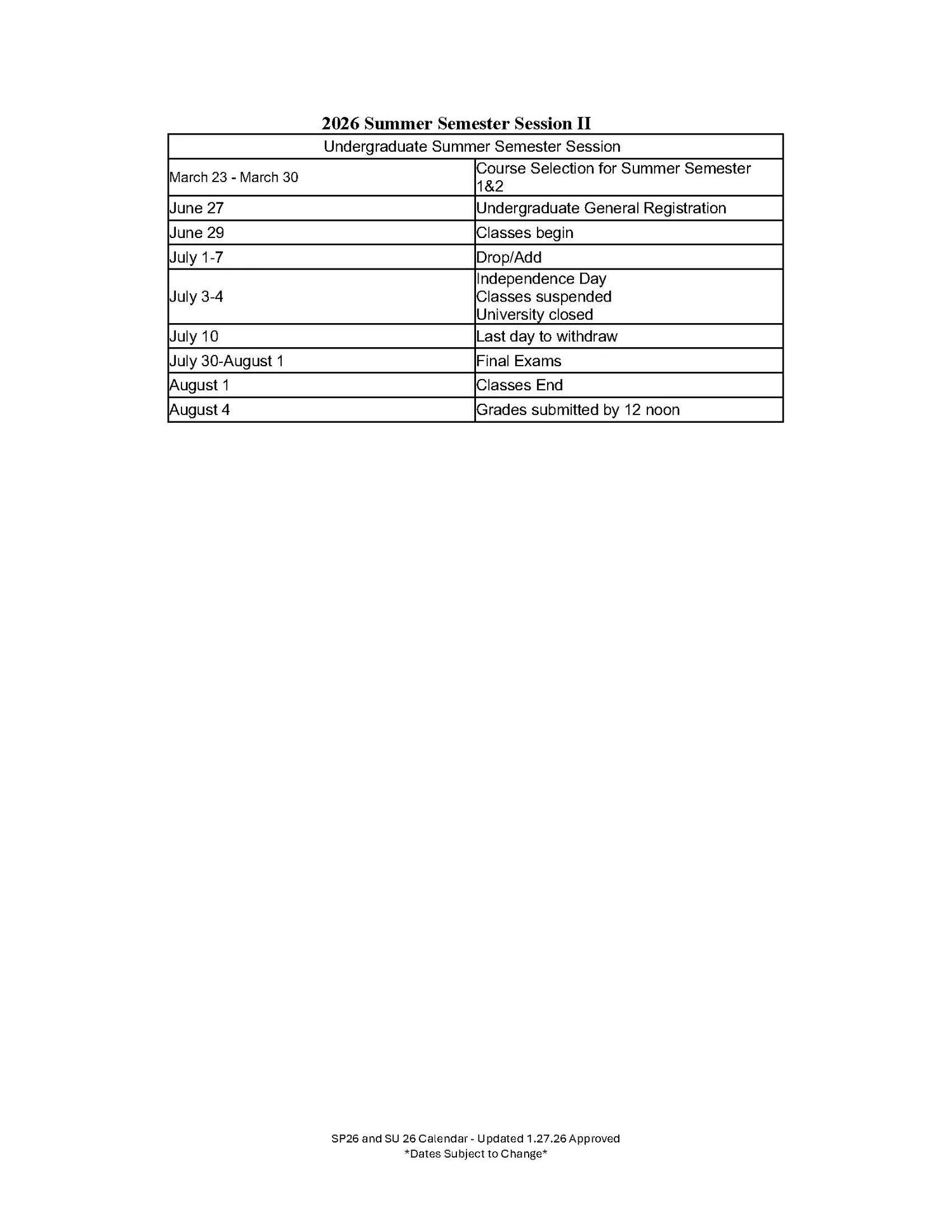 Academic Calendars — Allen University