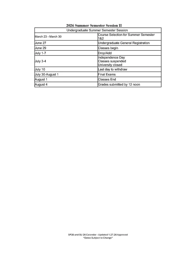 Academic Calendars — Allen University