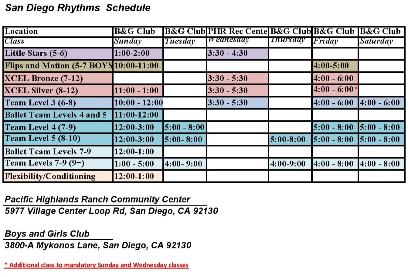Schedule — San Diego Rhythms