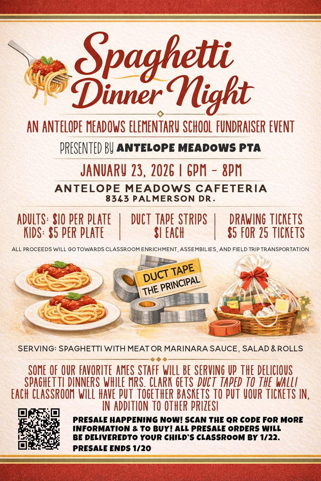 Spaghetti Dinner Fundraiser — ANTELOPE MEADOWS PTA