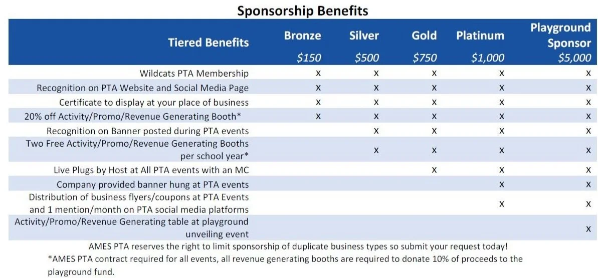 Sponsors — ANTELOPE MEADOWS PTA