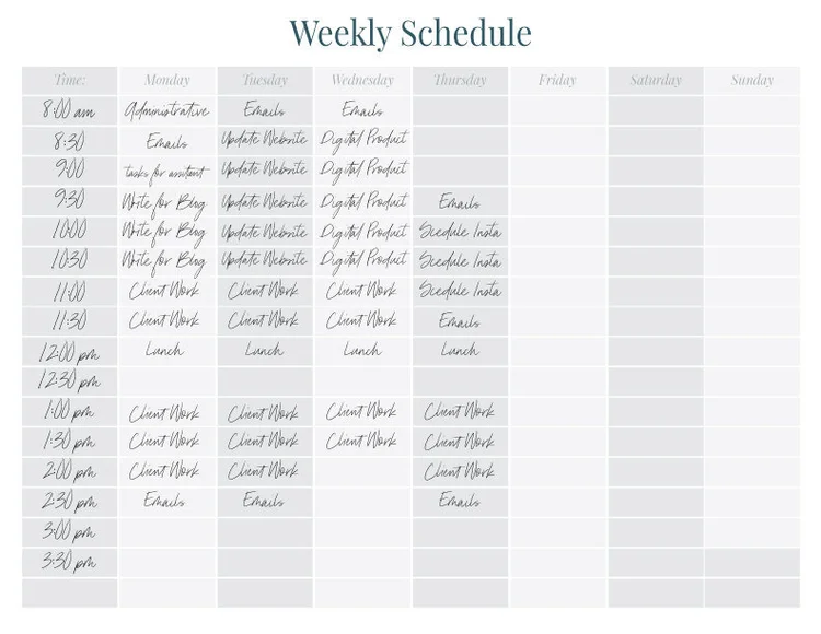 How to Schedule Your Week — Studio Seaside