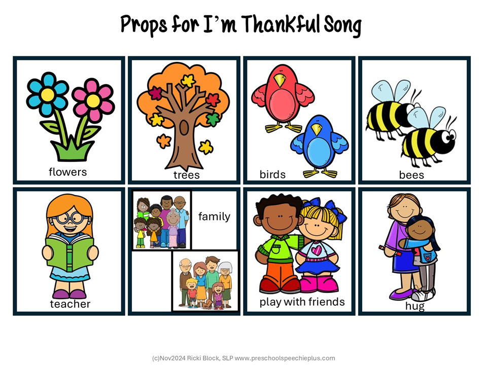Two Thankful Songs With Props FREEBIE — Preschool Speechie PLUS