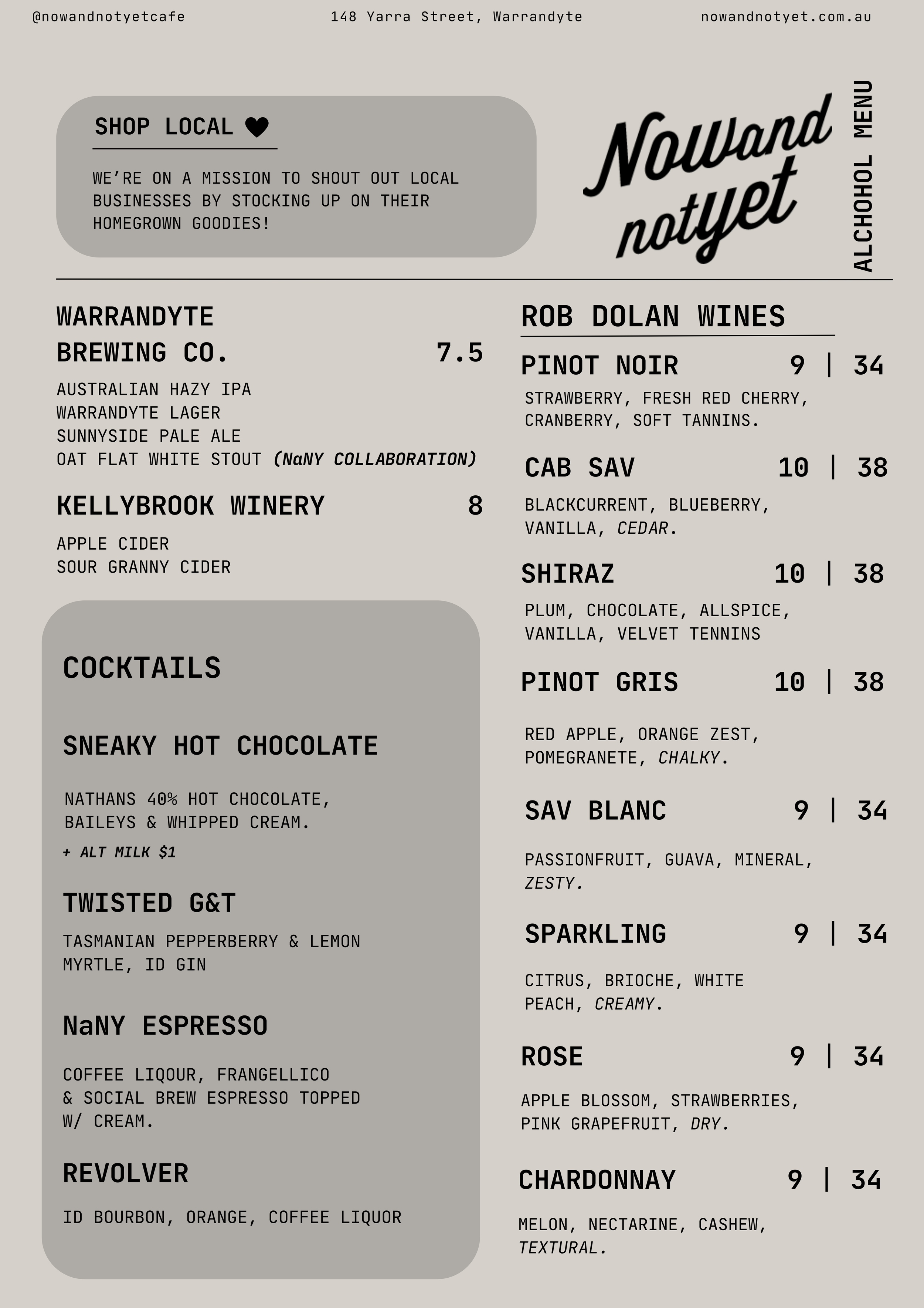 Menu — Now and Not Yet
