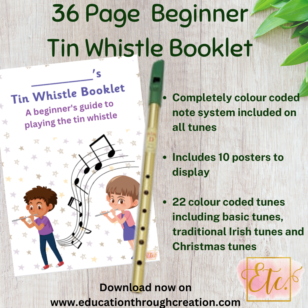 Beginner Tin Whistle Book & Note Posters — Education Through Creation