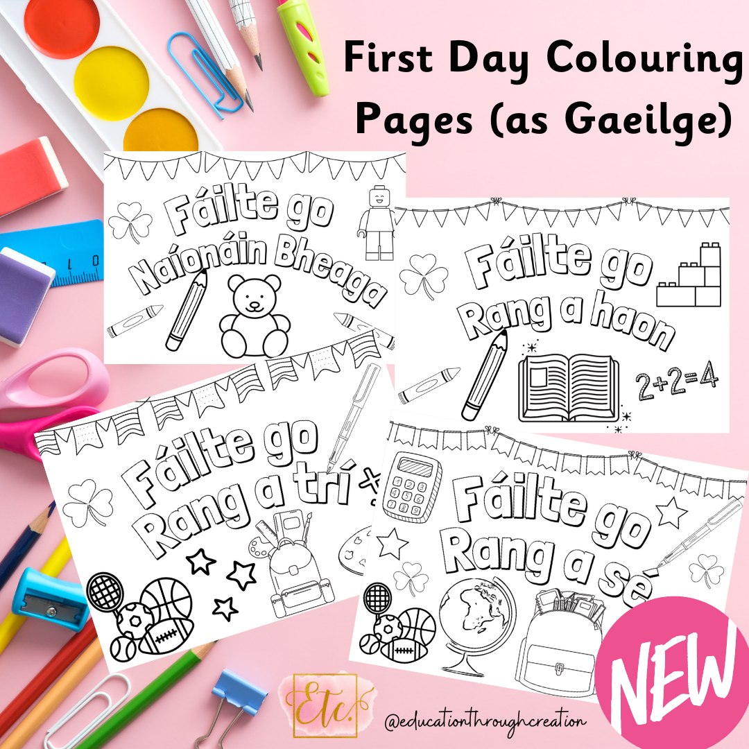 'Fáilte go..' First Day colouring sheets (as Gaeilge) — Education ...