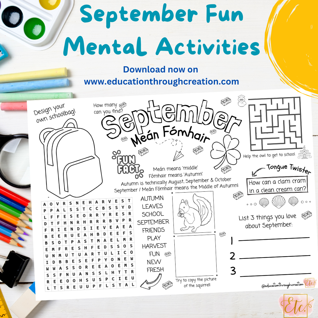 September Activity Sheet — Education Through Creation