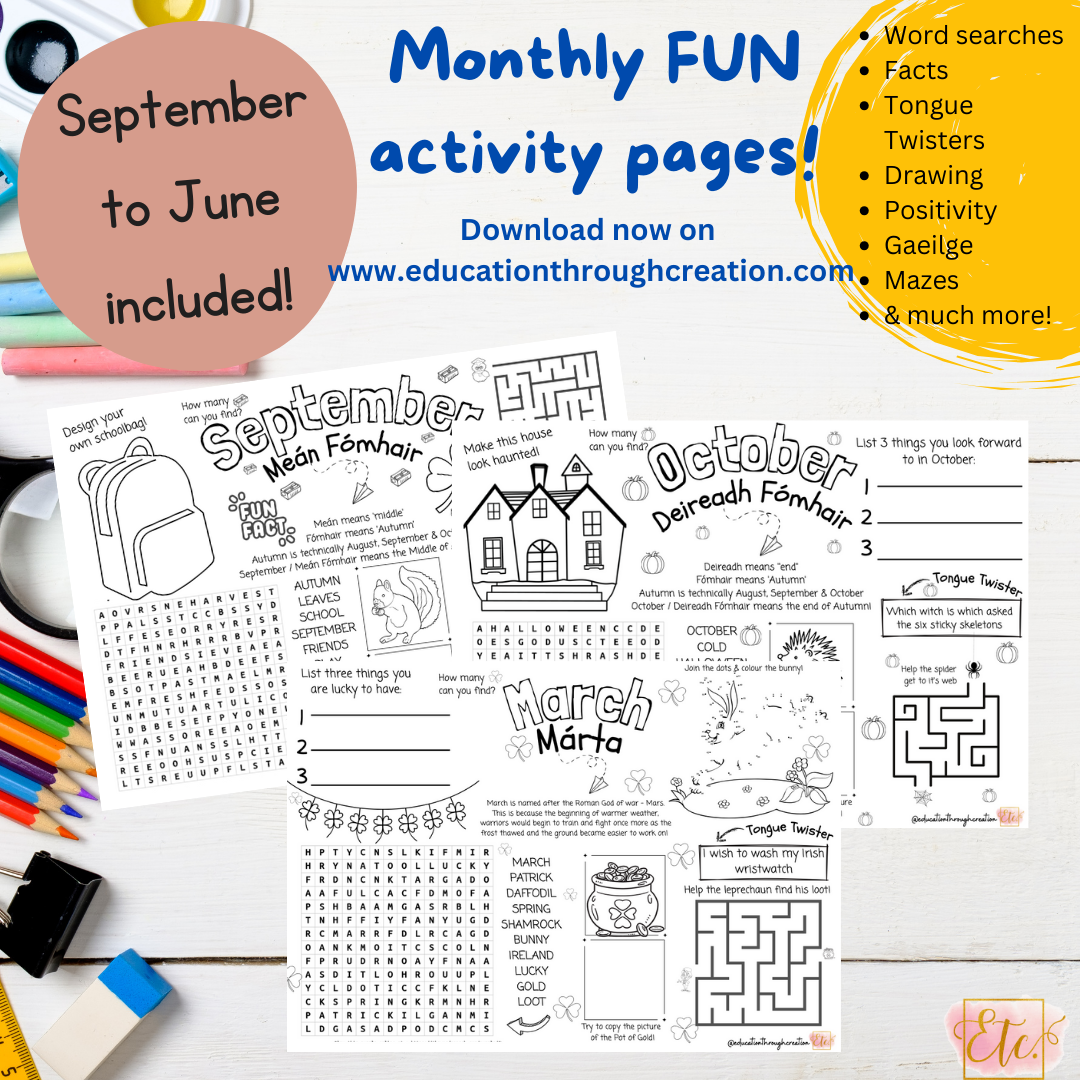Monthly Fun Activity Sheets - September - June! — Education Through ...