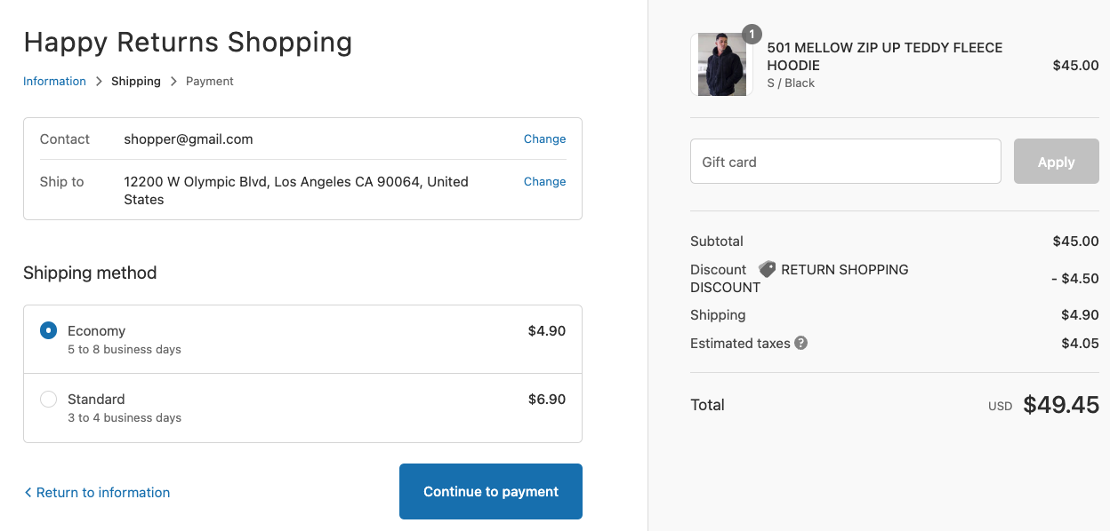 Return Shopping — Retailer Support Site