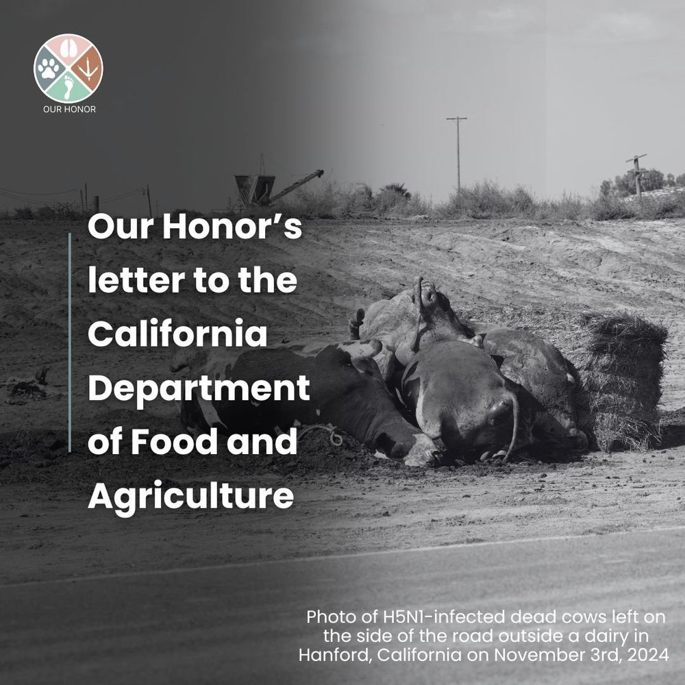 Our Letter to the CDFA — Our Honor